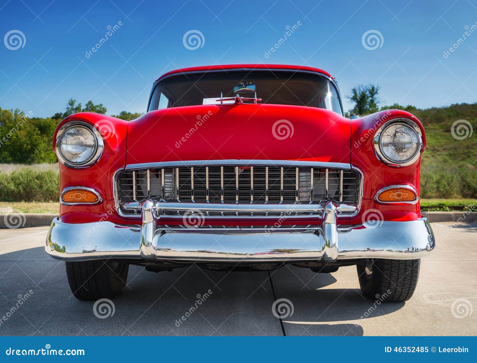 Red 1955 Chevrolet 210 editorial image. Image of retro - 46352485