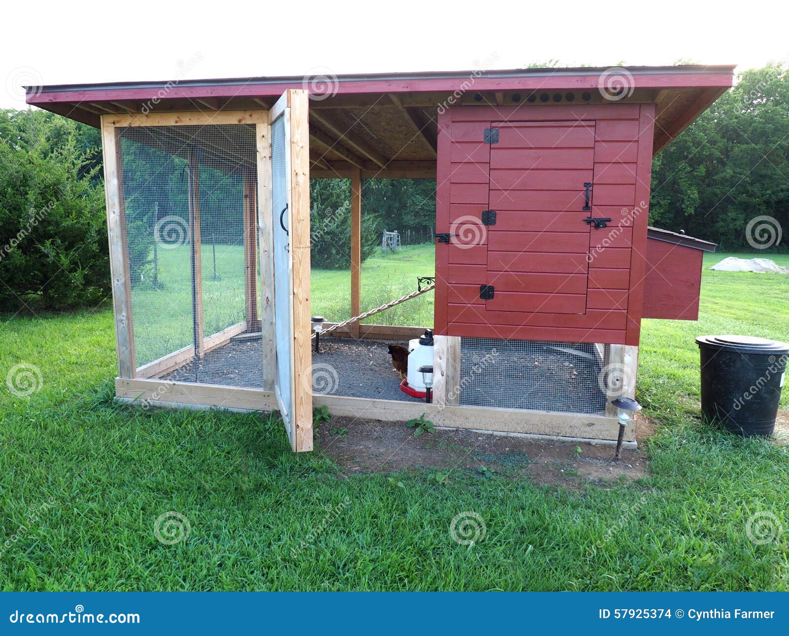 Red chicken coop stock photo. Image of screen, wood, farm - 57925374