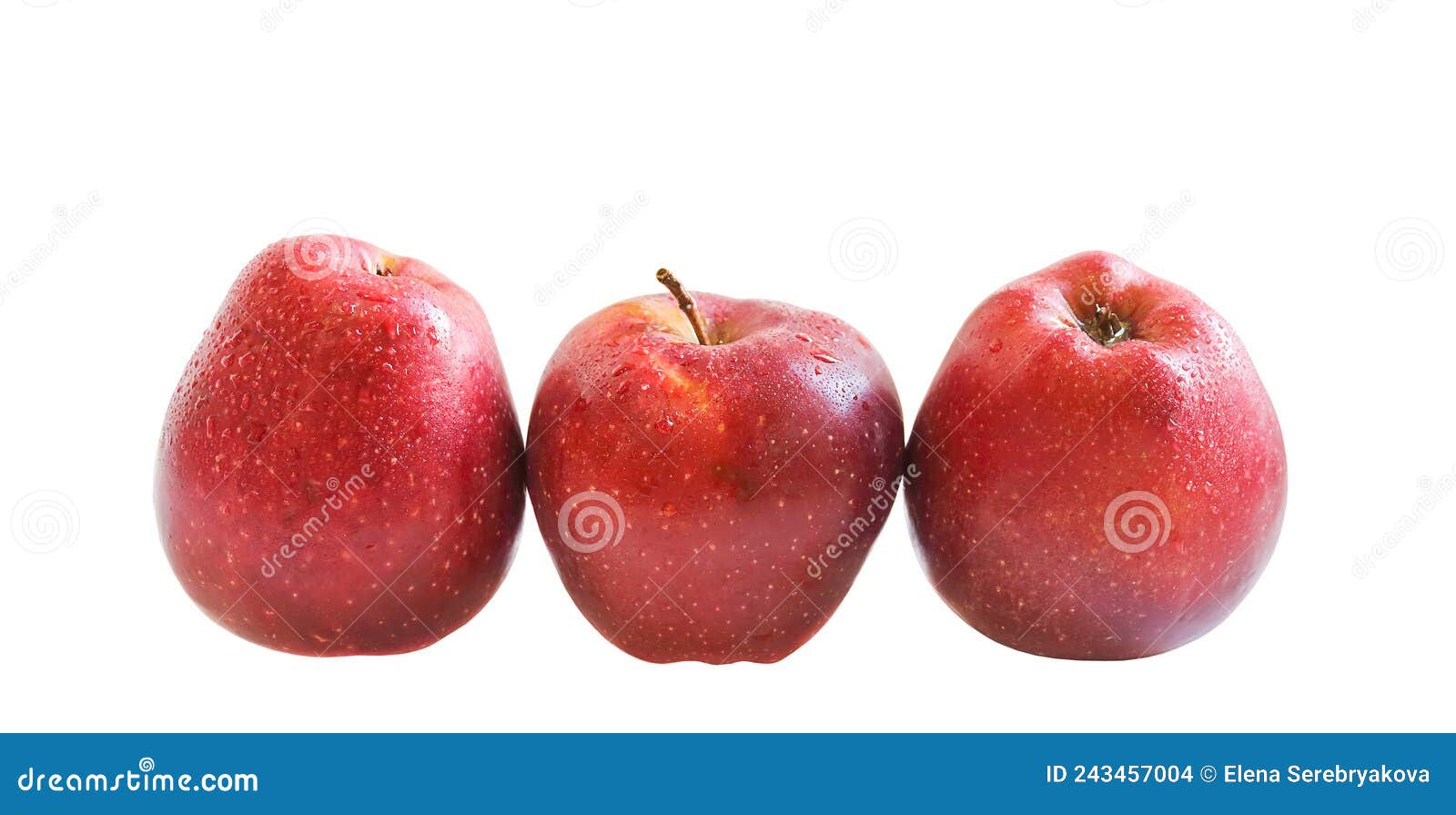 Red Chief Apples. Three Red Apples in Row Isolated on White. Stock ...