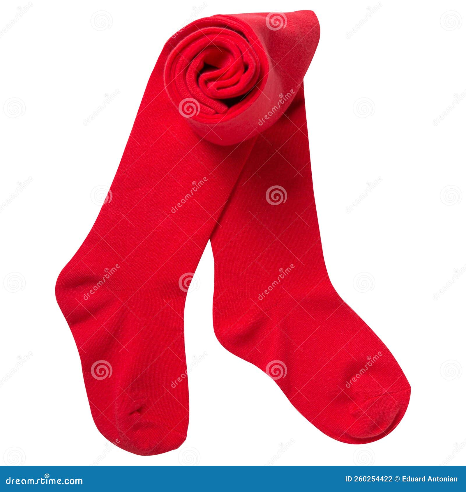 Red Children`s Tights, Half Folded, on a White Background, Isolate ...