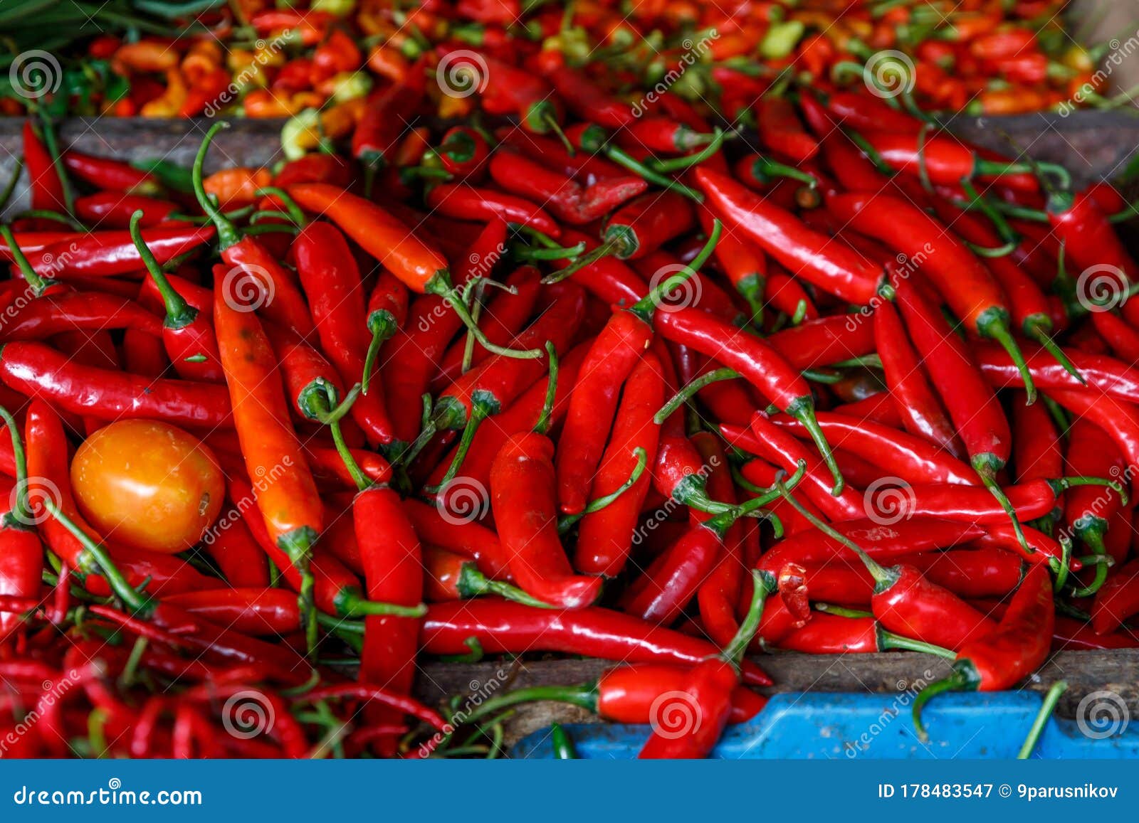 Red Chile Pepper on an Asian Market Stock Image - Image of mexican ...