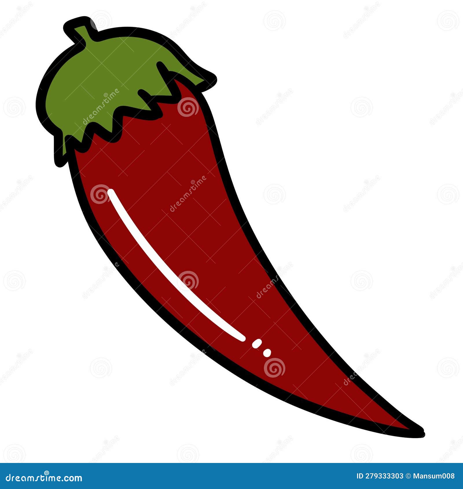 Red Chili Cartoon on White Background Stock Illustration - Illustration ...