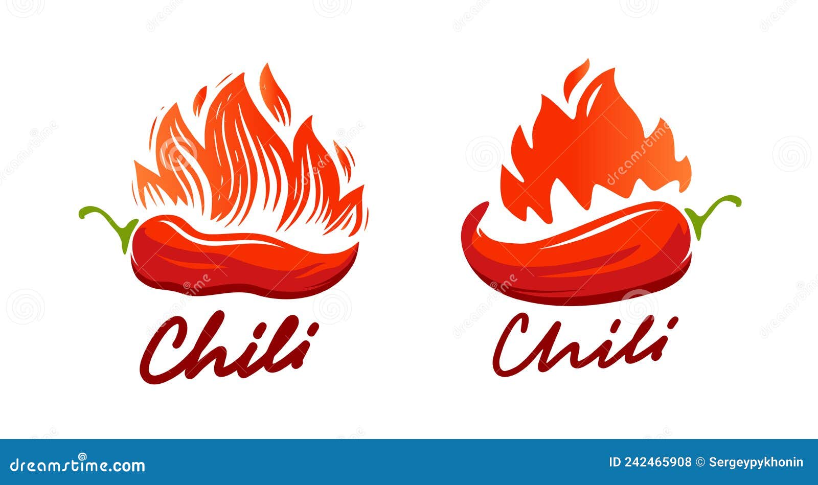 Red Chili with Flame Vector Logo. Emblem Pepper with and Fire Stock ...