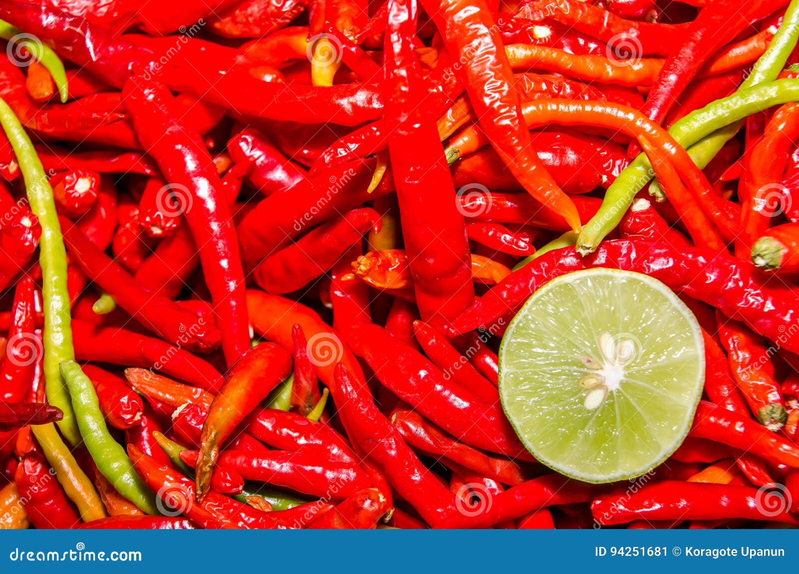 Red chili and lemon stock image. Image of seasoning, eating - 94251681