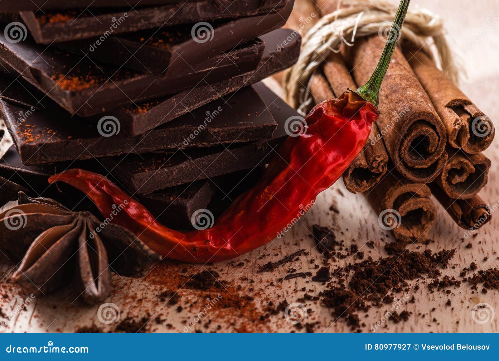 Red Chili Pepper with Chocolate Stock Image - Image of fragment, piece ...