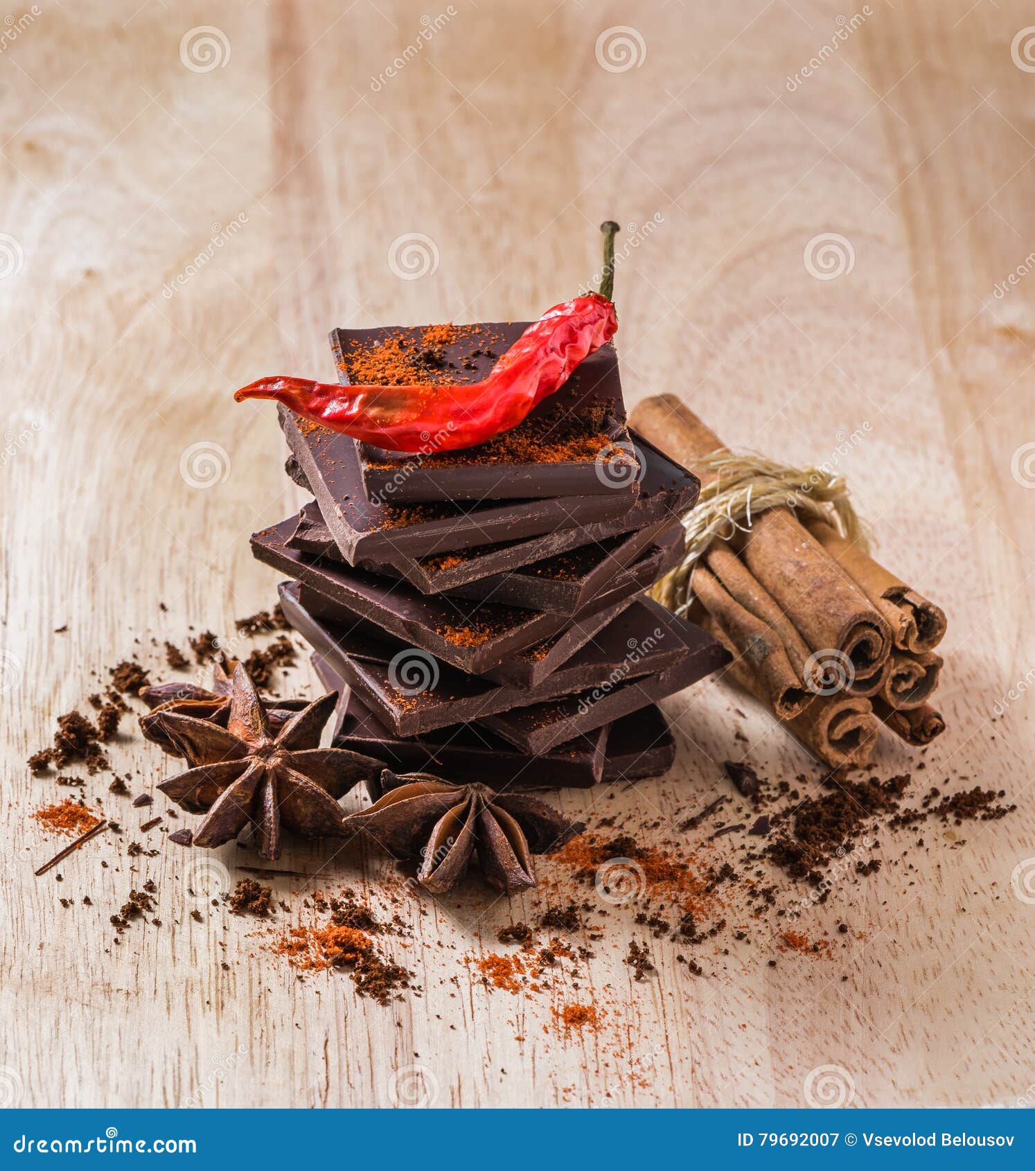 Red Chili Pepper, Chocolate and Other Condiment Stock Image - Image of ...
