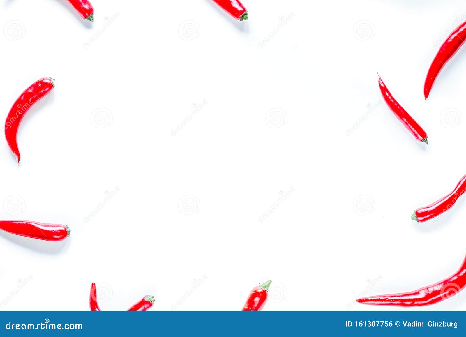 Red Chili Pepper Frame Design on White Table Background Top View Mock ...