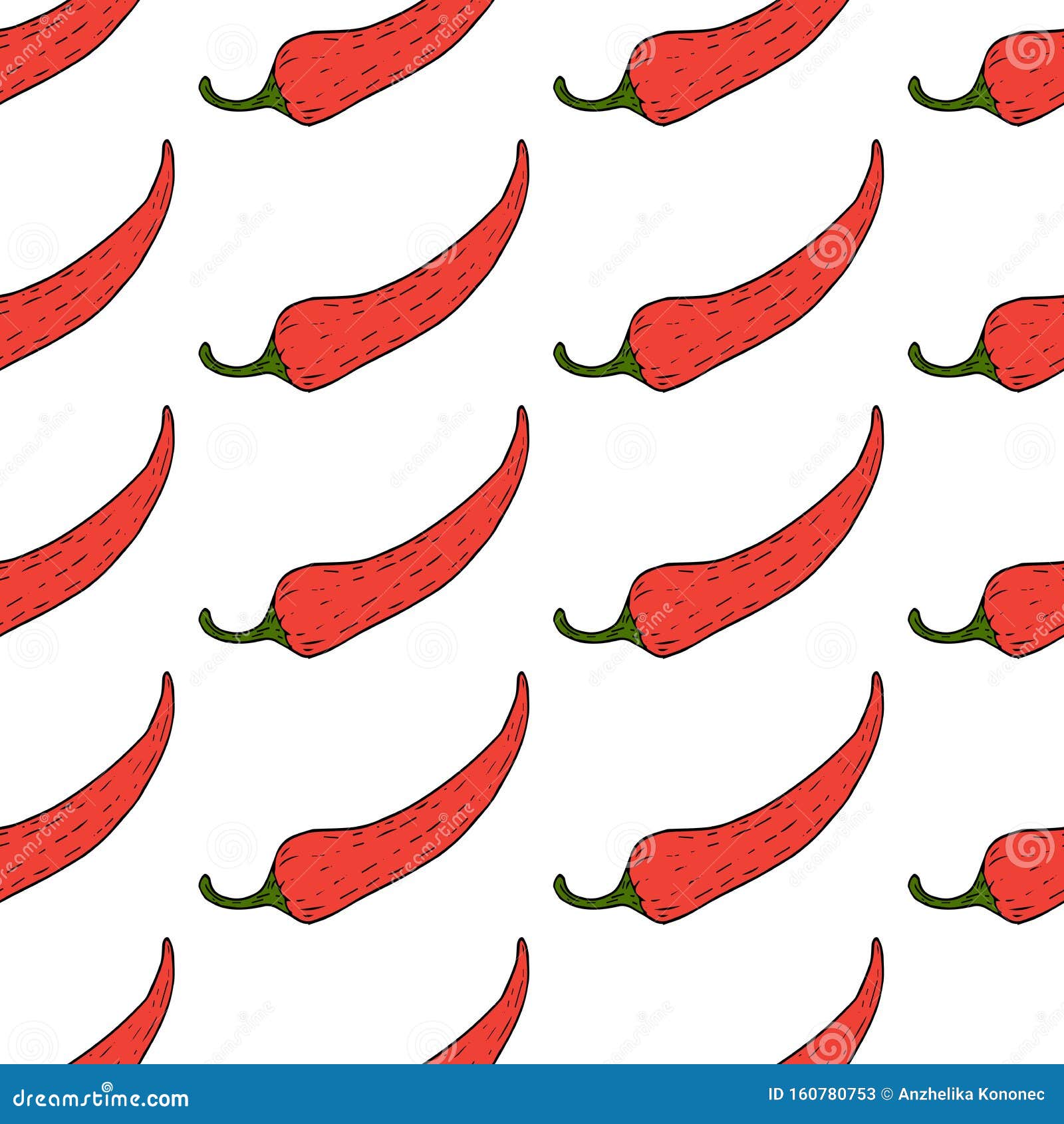 Red Chili Pepper Pattern Isolated on White Background Stock ...