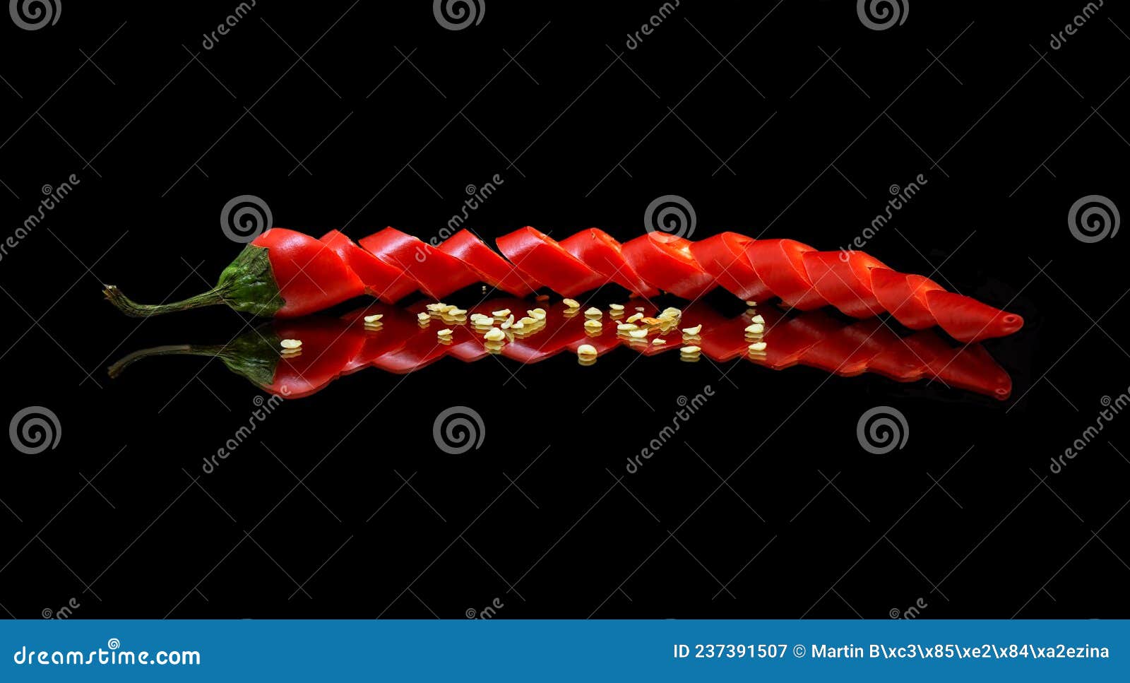 Red Chili Pepper with Seeds on a Black Background Stock Image - Image ...