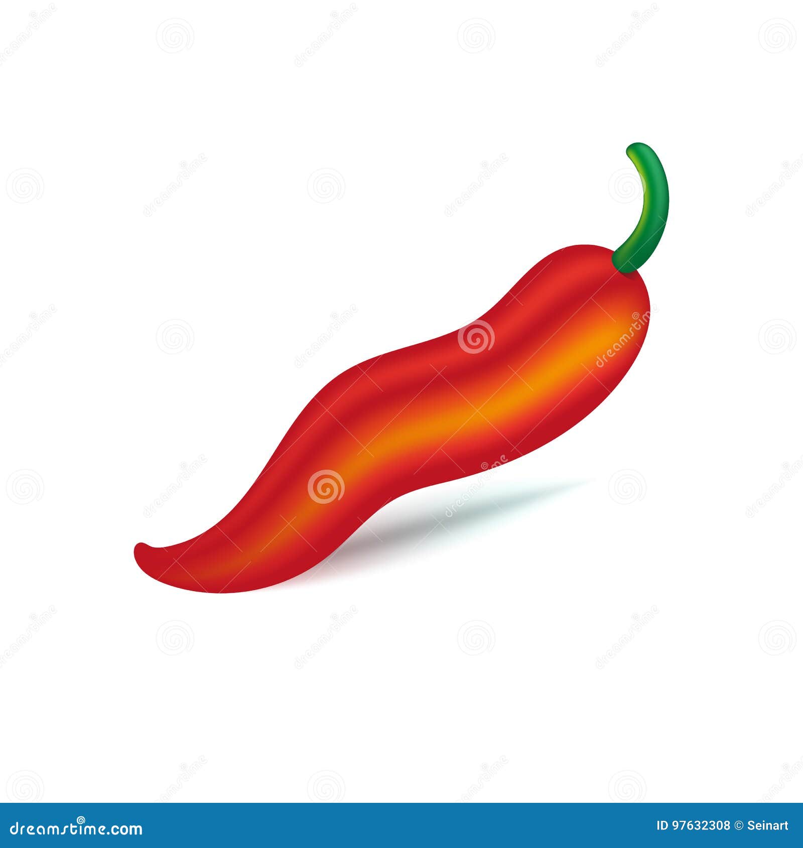 Red Chili Pepper with Shadow. Isolated on White Background. Vector ...