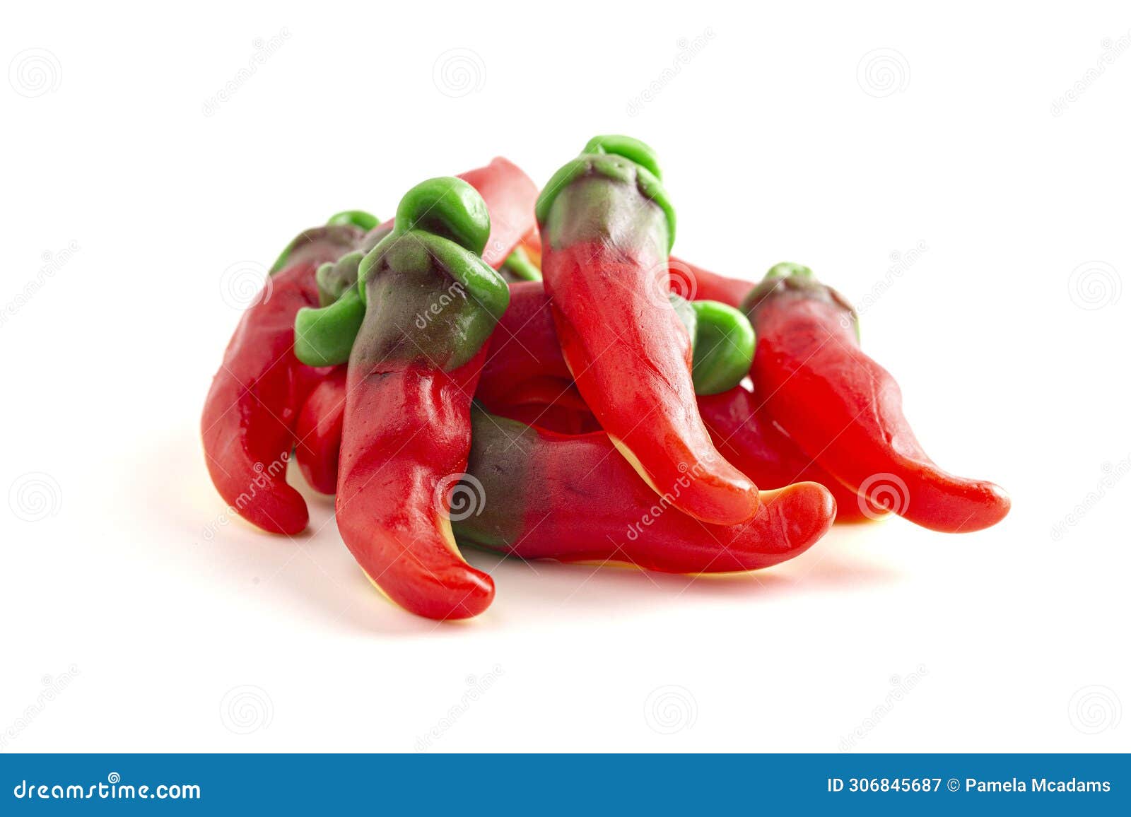 Pile of Red Chili Pepper Shaped Gummy Candy on a White Background Stock ...
