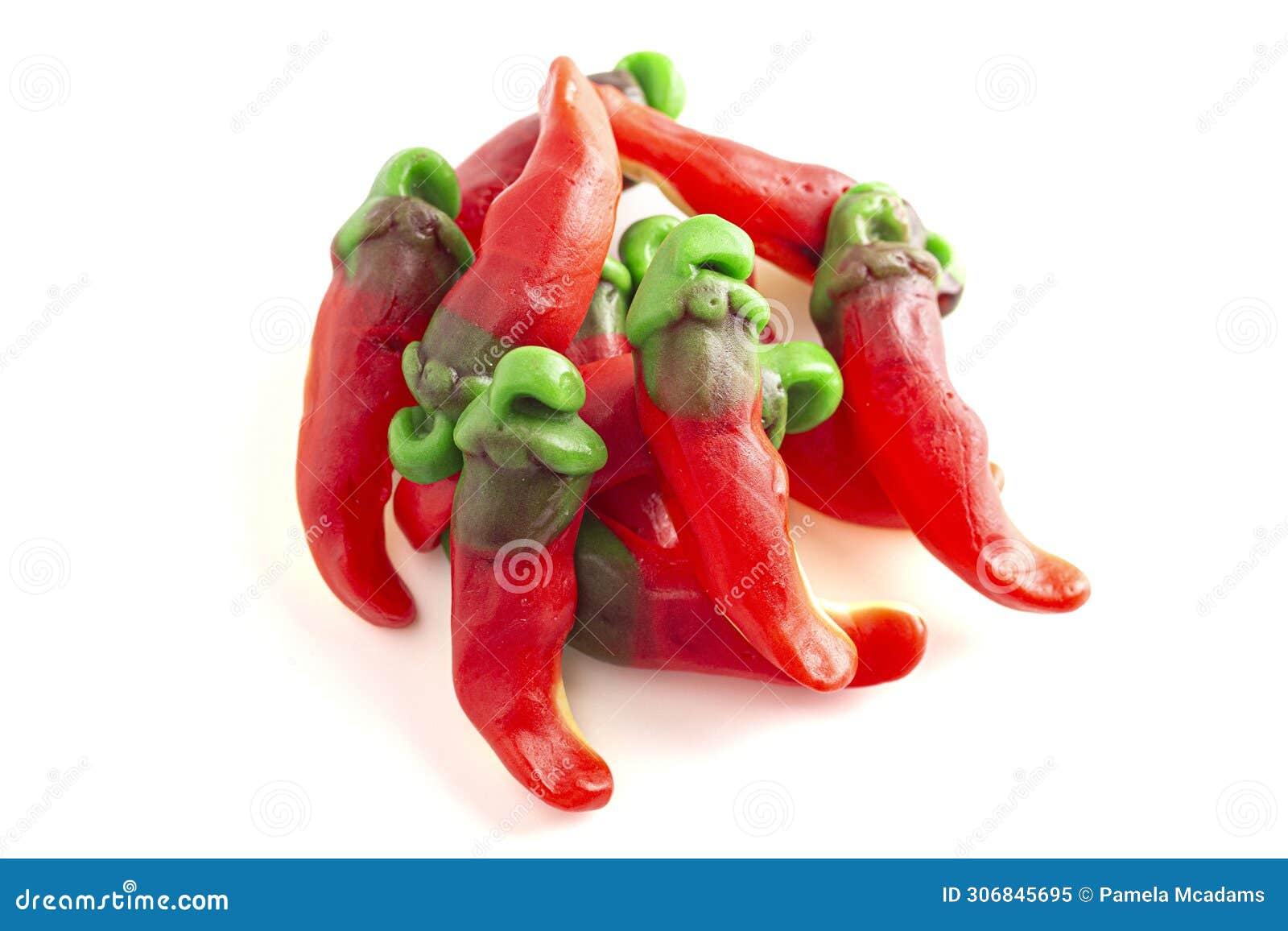 Pile of Red Chili Pepper Shaped Gummy Candy on a White Background Stock ...