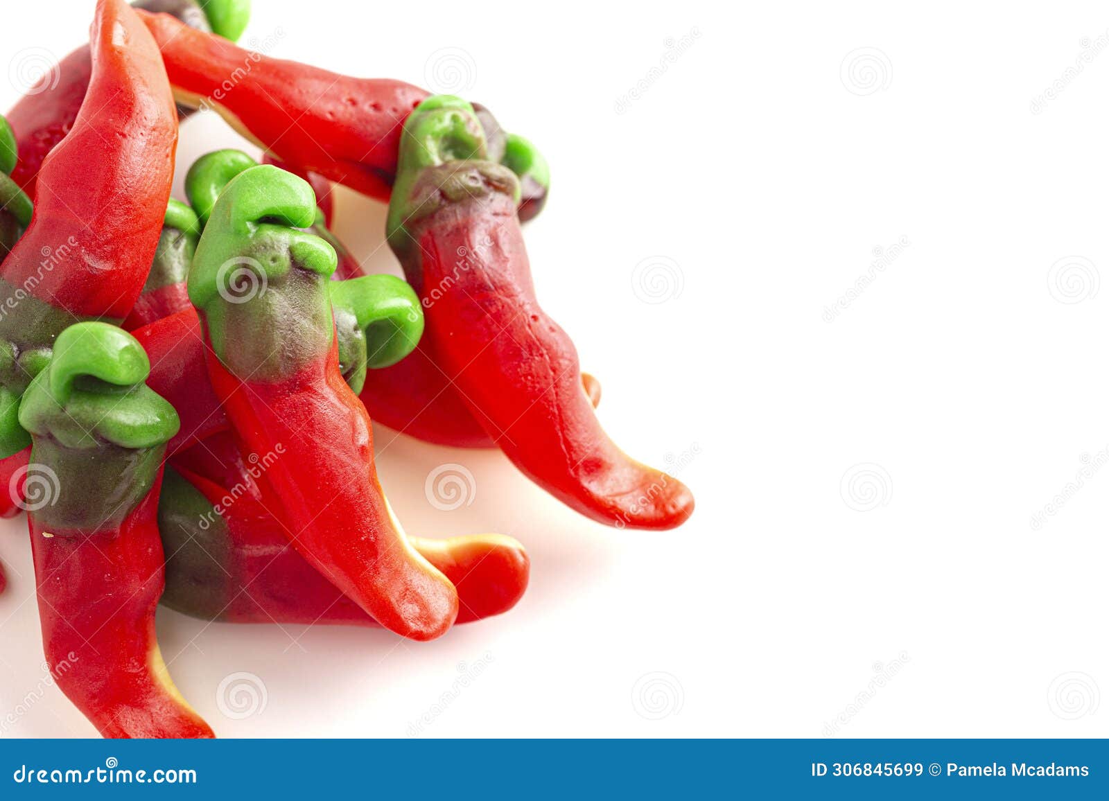 Pile of Red Chili Pepper Shaped Gummy Candy on a White Background Stock ...