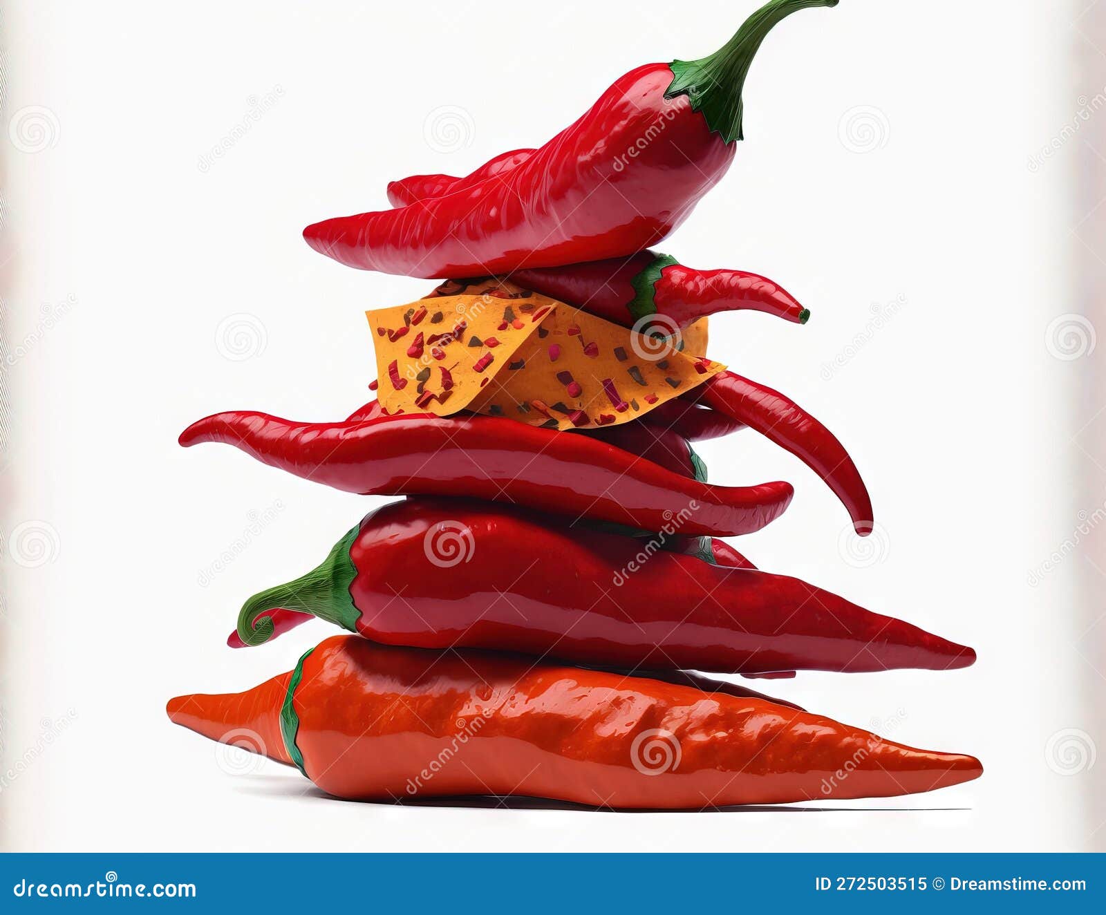 Red Chili Peppers are Arranged in a Stack and are White Stock ...