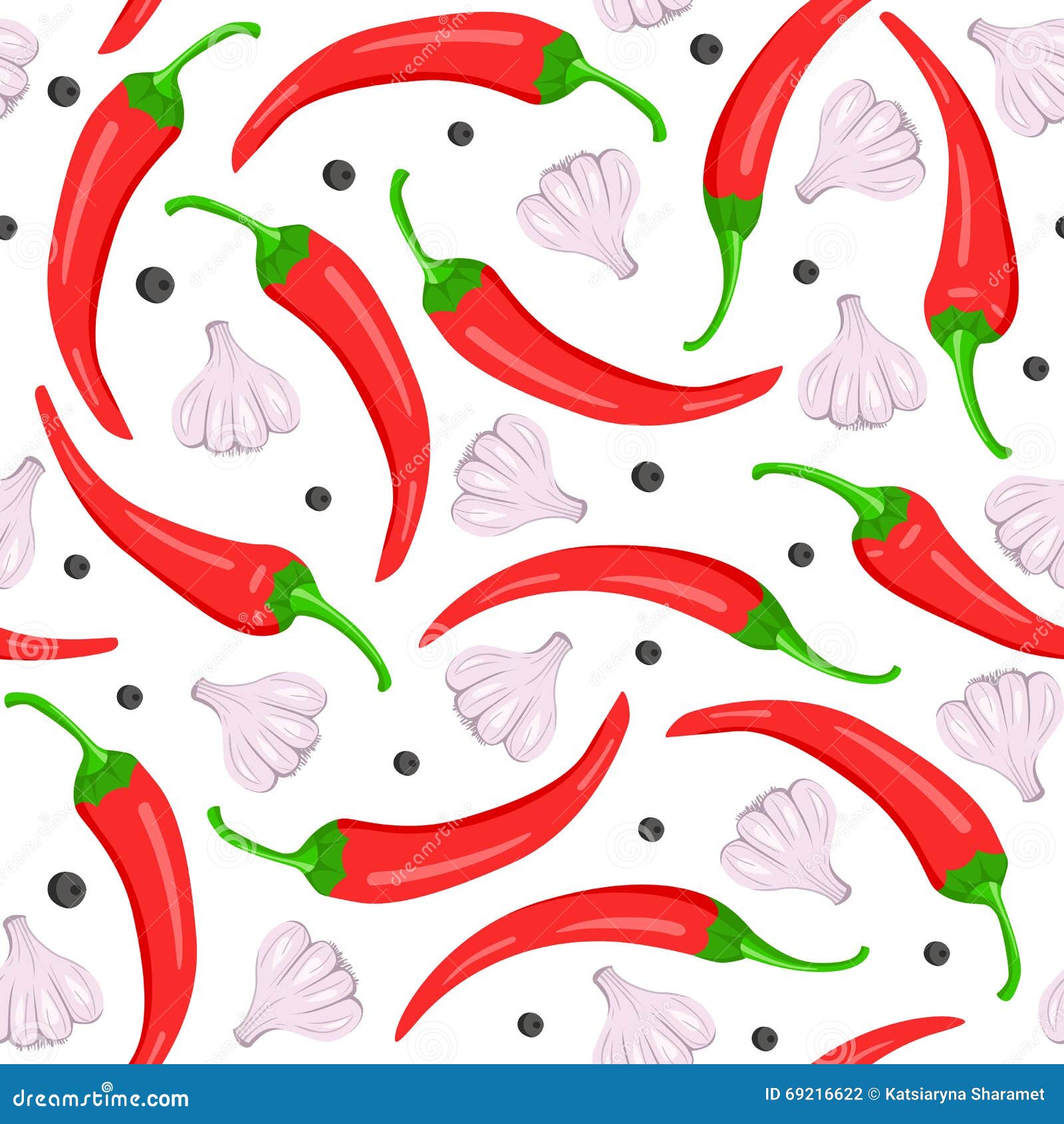 Red Chili Peppers with Garlic. Stock Vector - Illustration of organic ...