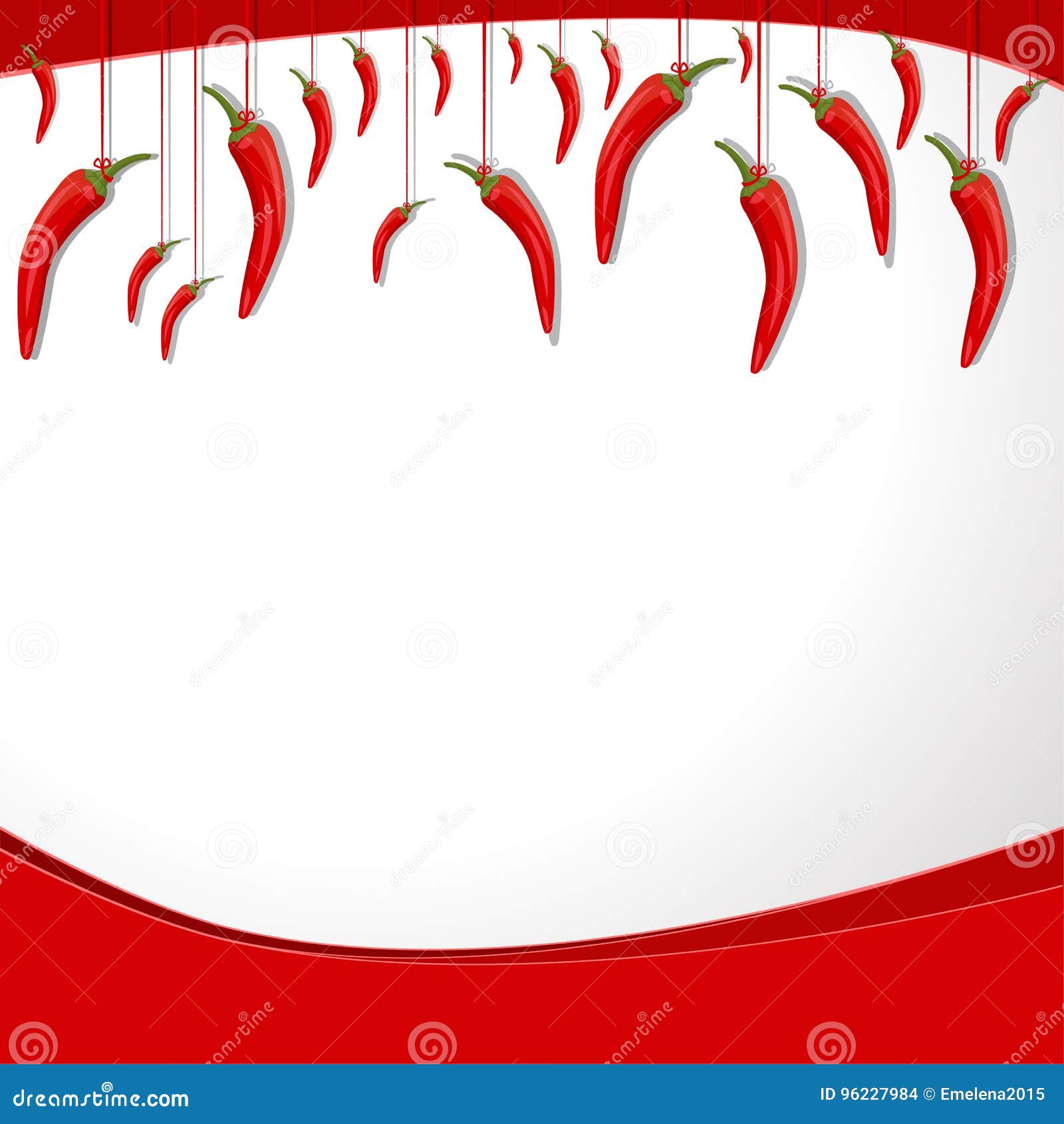 Red Chili Peppers on a String Hang Stock Illustration - Illustration of ...