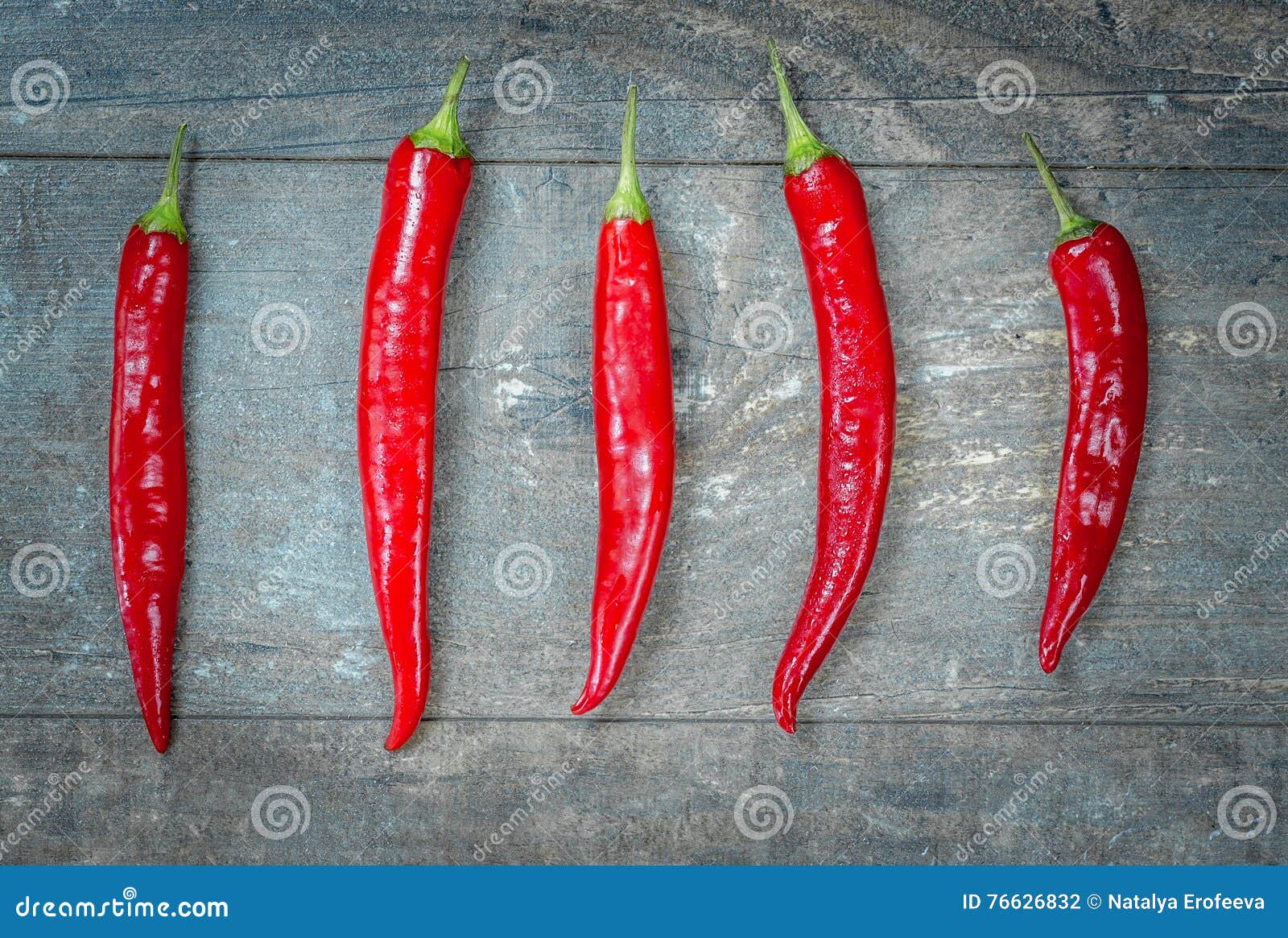 Red Chili Peppers on Wooden Background Stock Photo - Image of ...