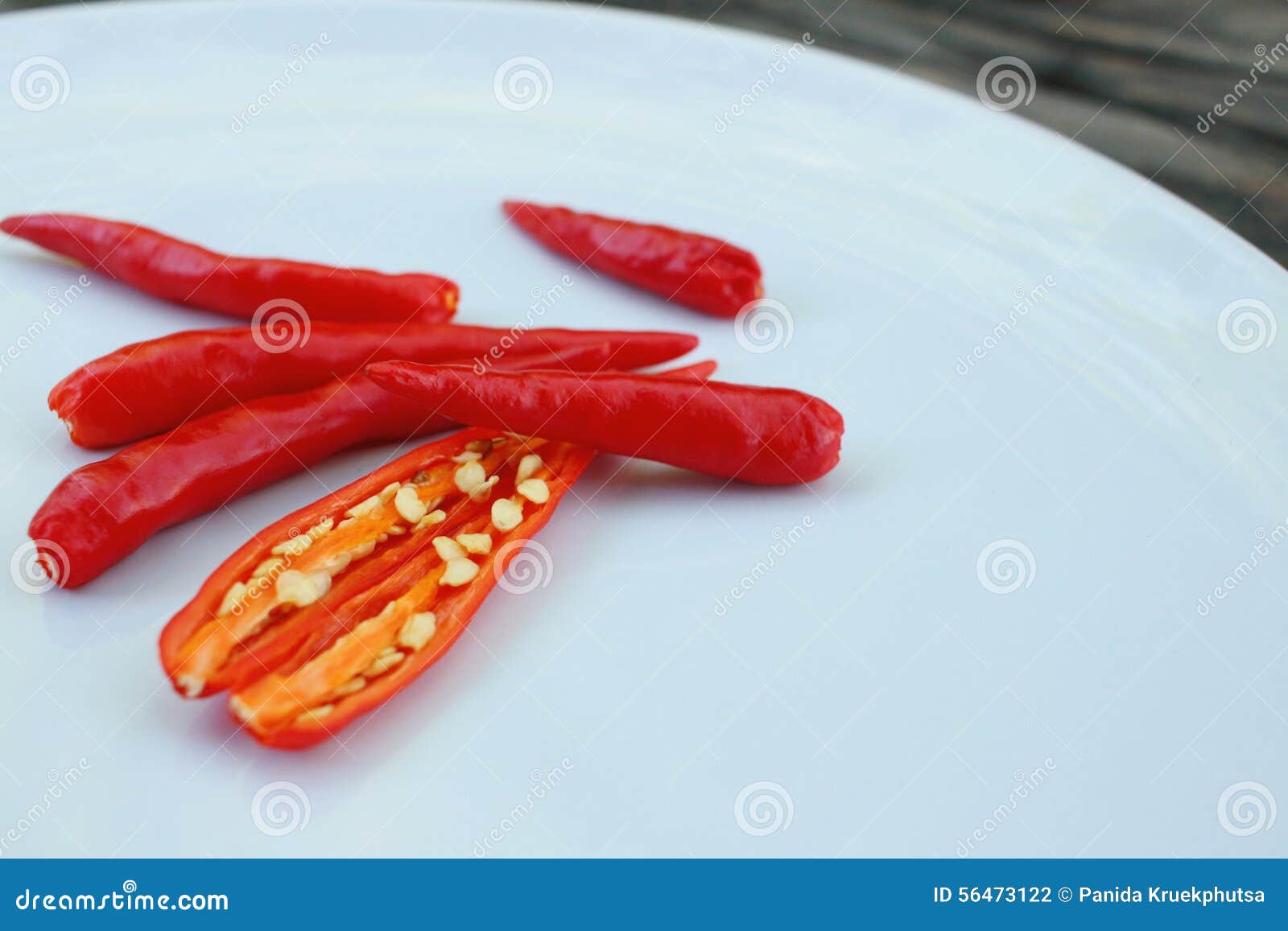 Red Chili on White Plate at the Kitchen Stock Photo - Image of object ...