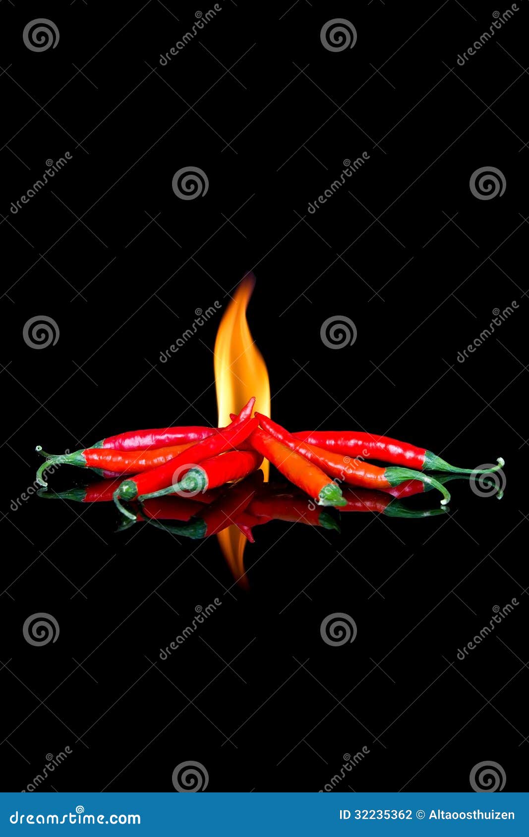 Red Chilli on Black Surface with Flames Stock Photo - Image of fiery ...