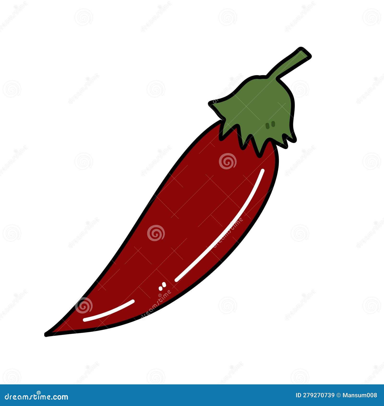 Red Chilli Cartoon on White Background Stock Illustration ...