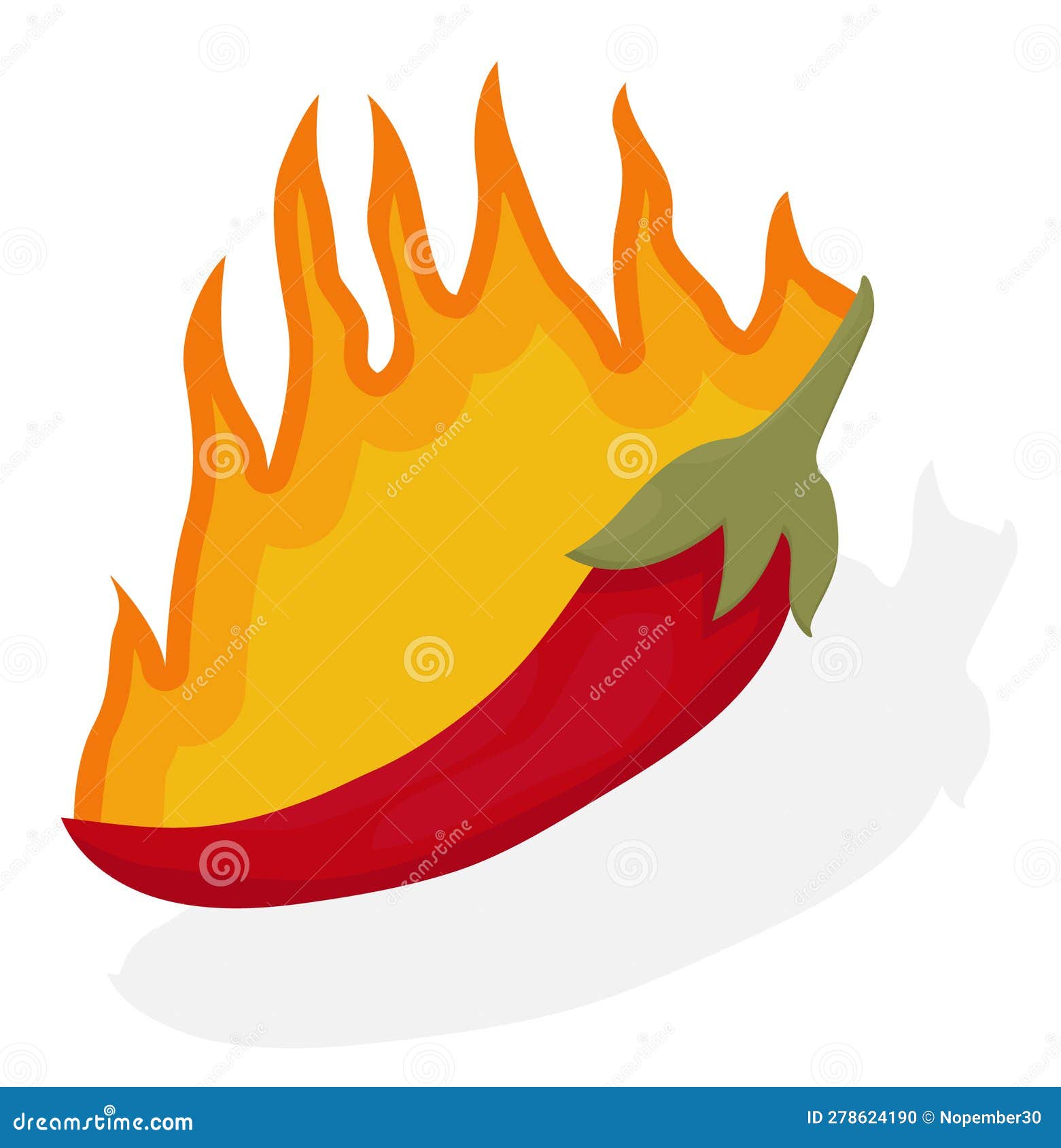 Red chilli with fire stock vector. Illustration of circle - 278624190