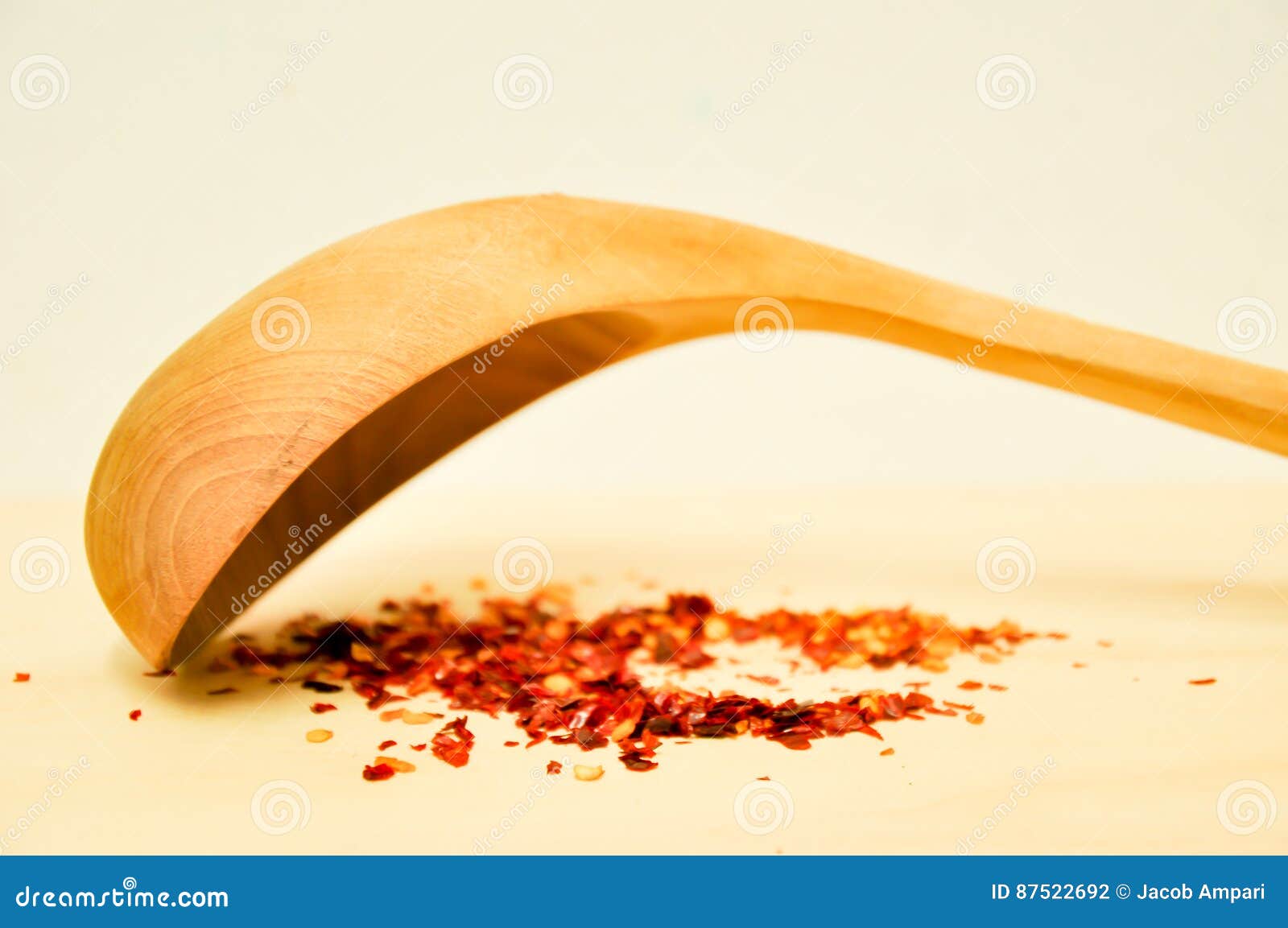 Red Chilli Flake Wood Spoon Facing Down Stock Photos - Free & Royalty ...