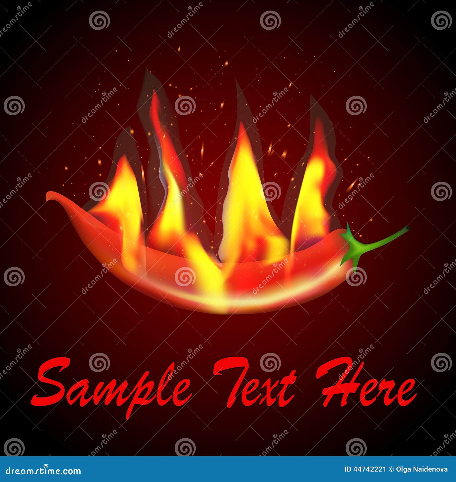 Of Red Chilli Flames and Sparks Stock Vector - Illustration of spice ...