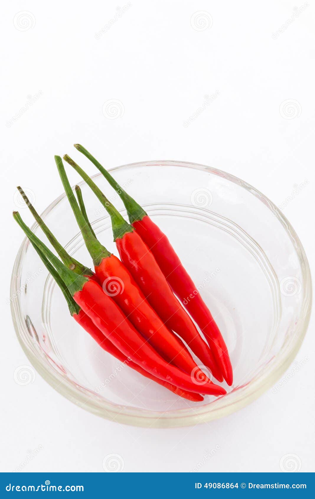Red chilli in glass bowl stock photo. Image of collection - 49086864