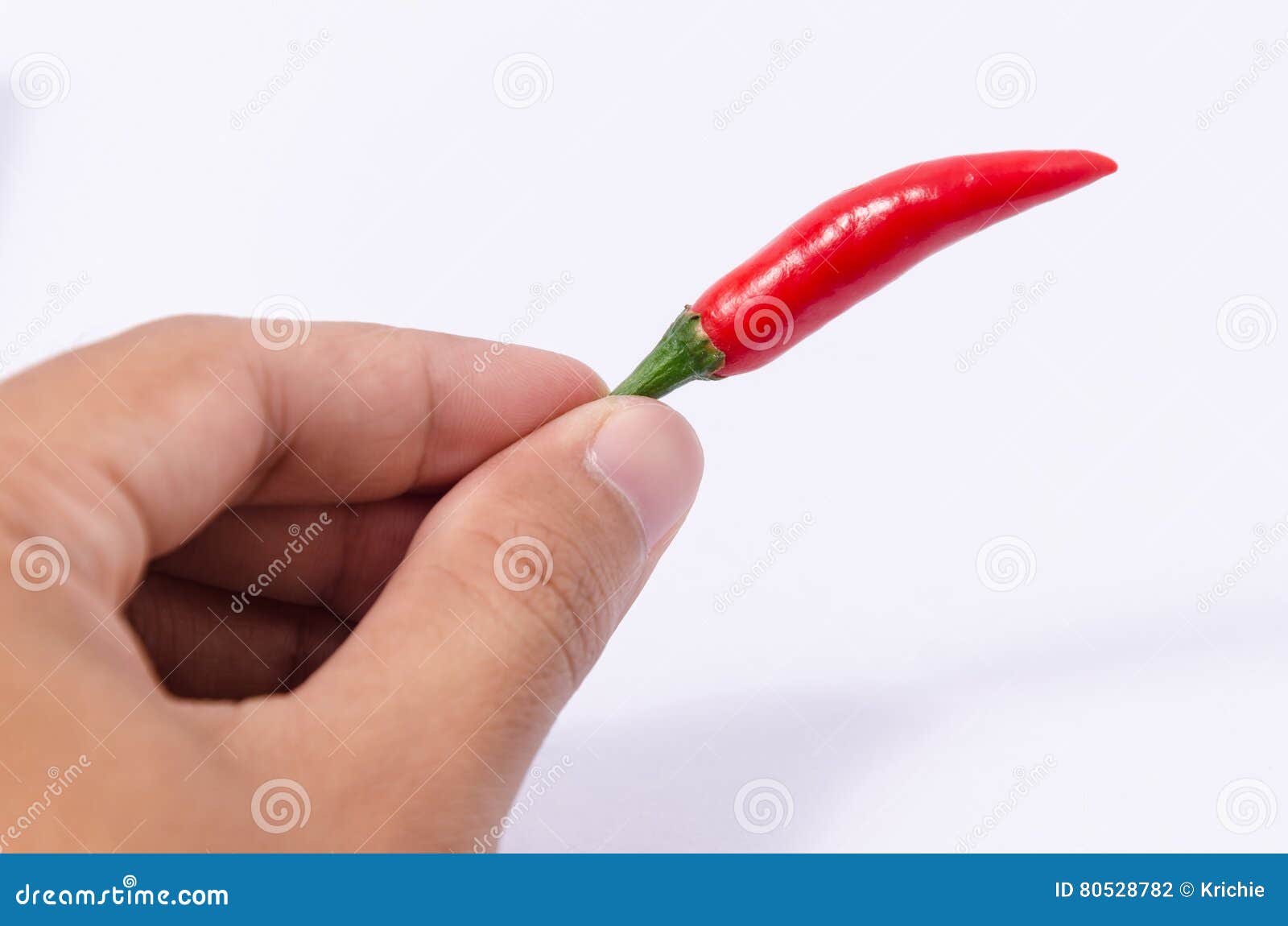 Red Chilli in Hand Isolated on White Background Stock Photo - Image of ...