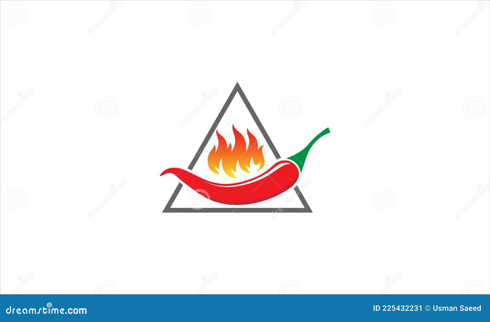 Red Chilli Logo With Fire Design Illustration Inside Triangle Vector ...