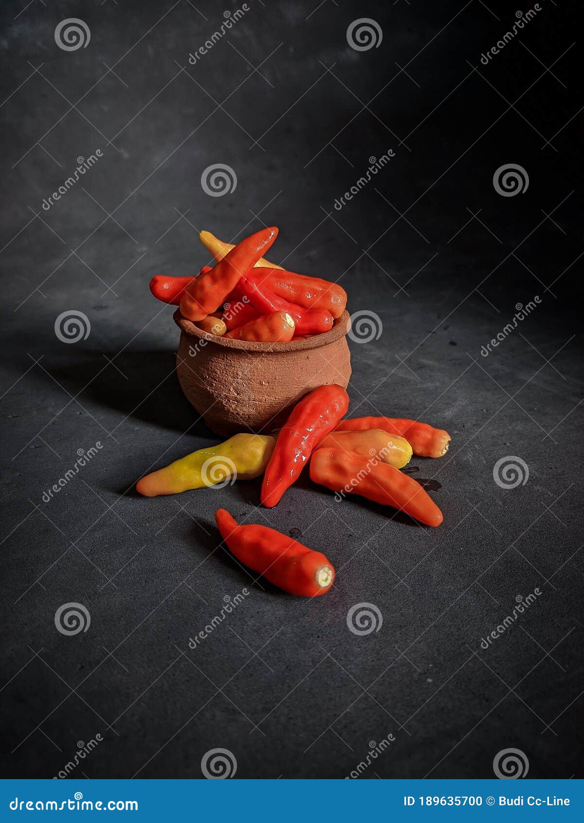 Red Chilli Papper on Traditional Bowl Stock Photo - Image of petal ...