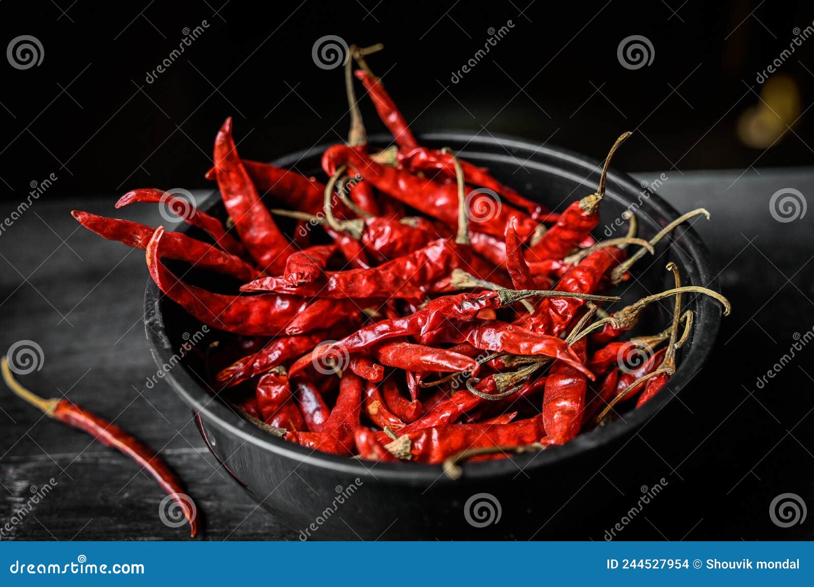 Red Chilli Pepper on Black Background Stock Photo - Image of organic ...