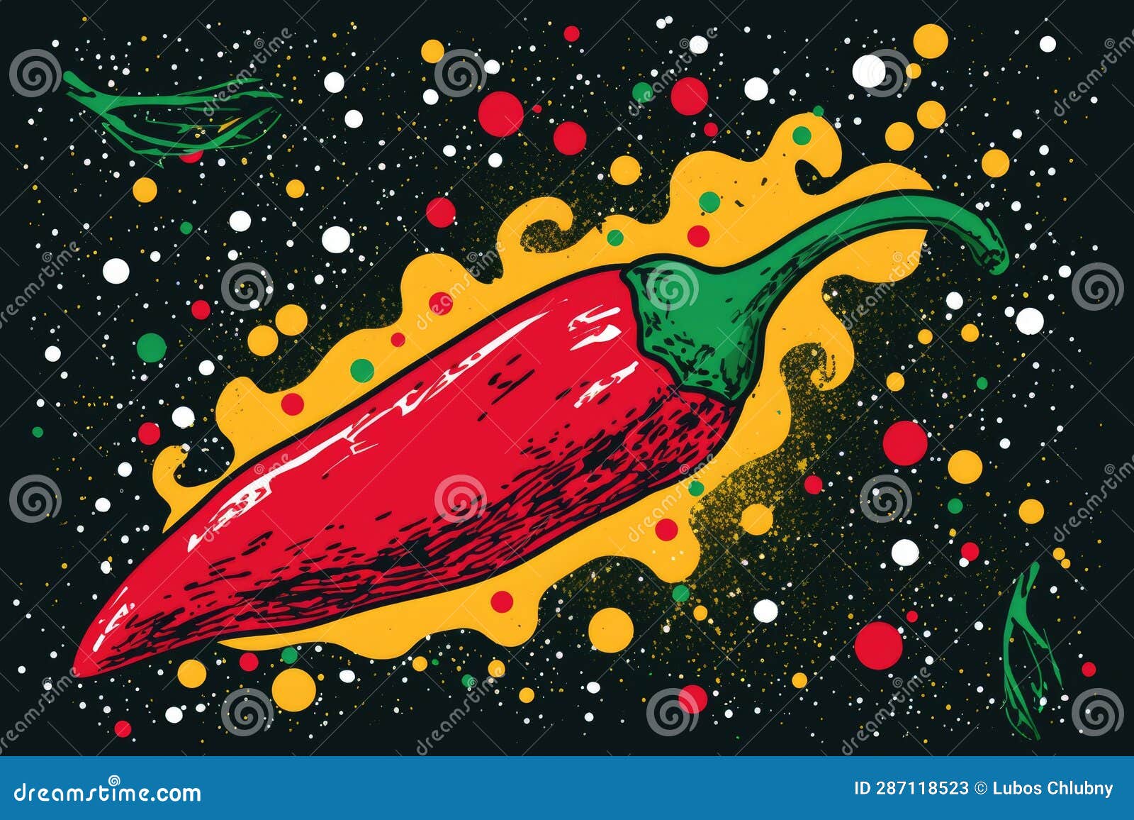 Pepper. Colorful Cute Screen Printing Effect. Riso Print Effect ...