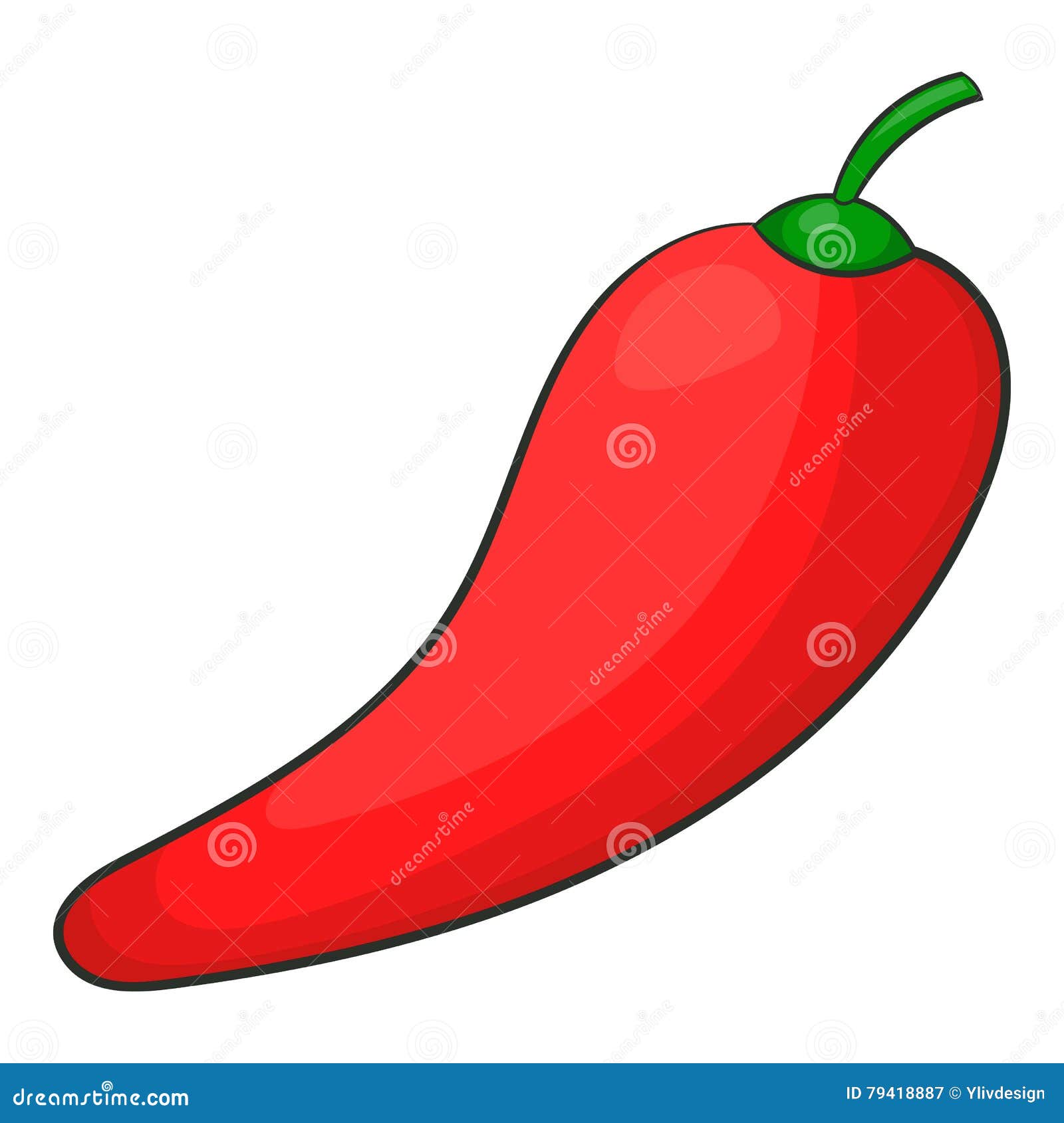 Red Chilli Pepper Icon, Cartoon Style Stock Vector - Illustration of ...