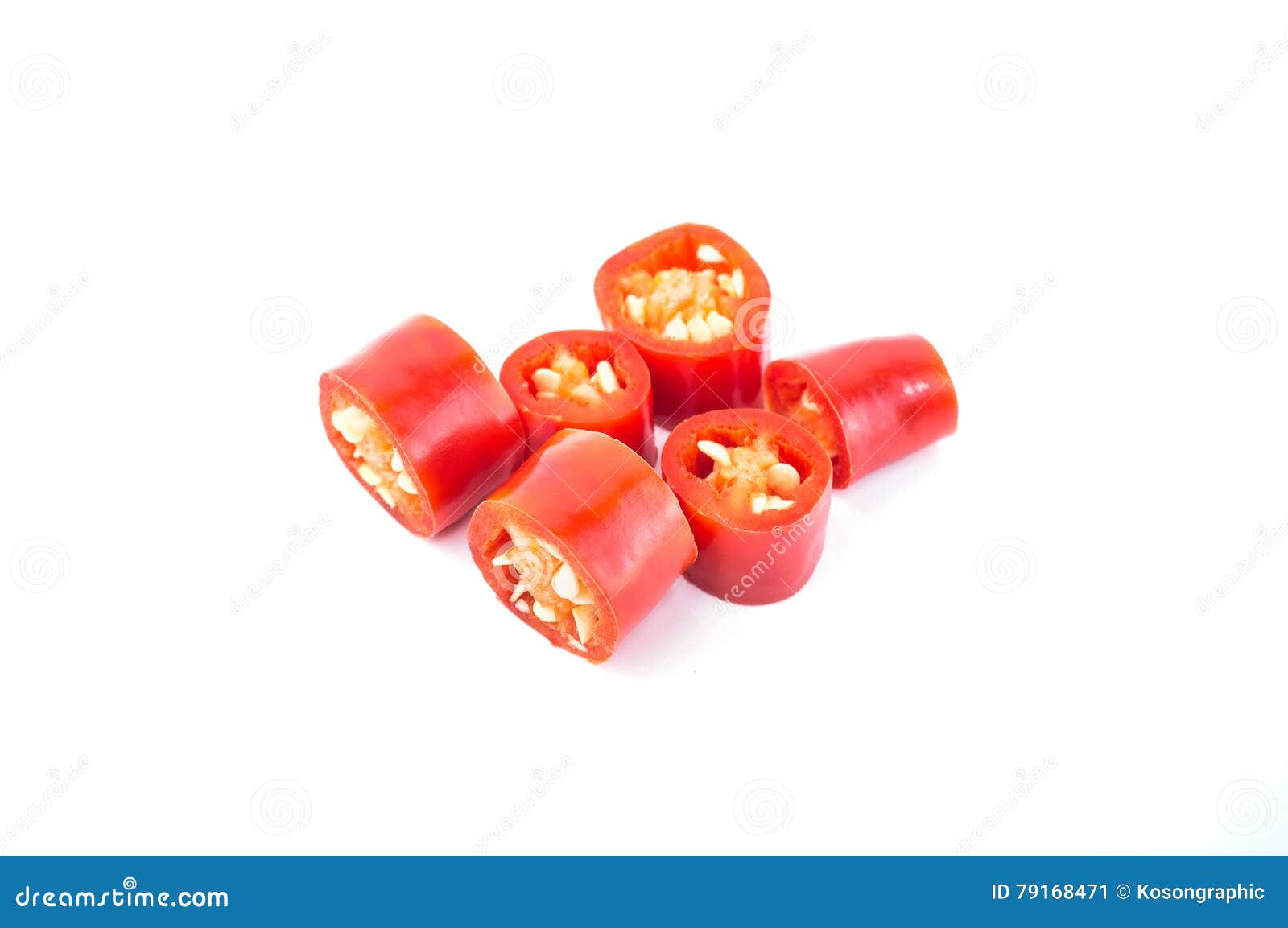 Red Chilli Pepper Slices on White Background. Stock Image - Image of ...