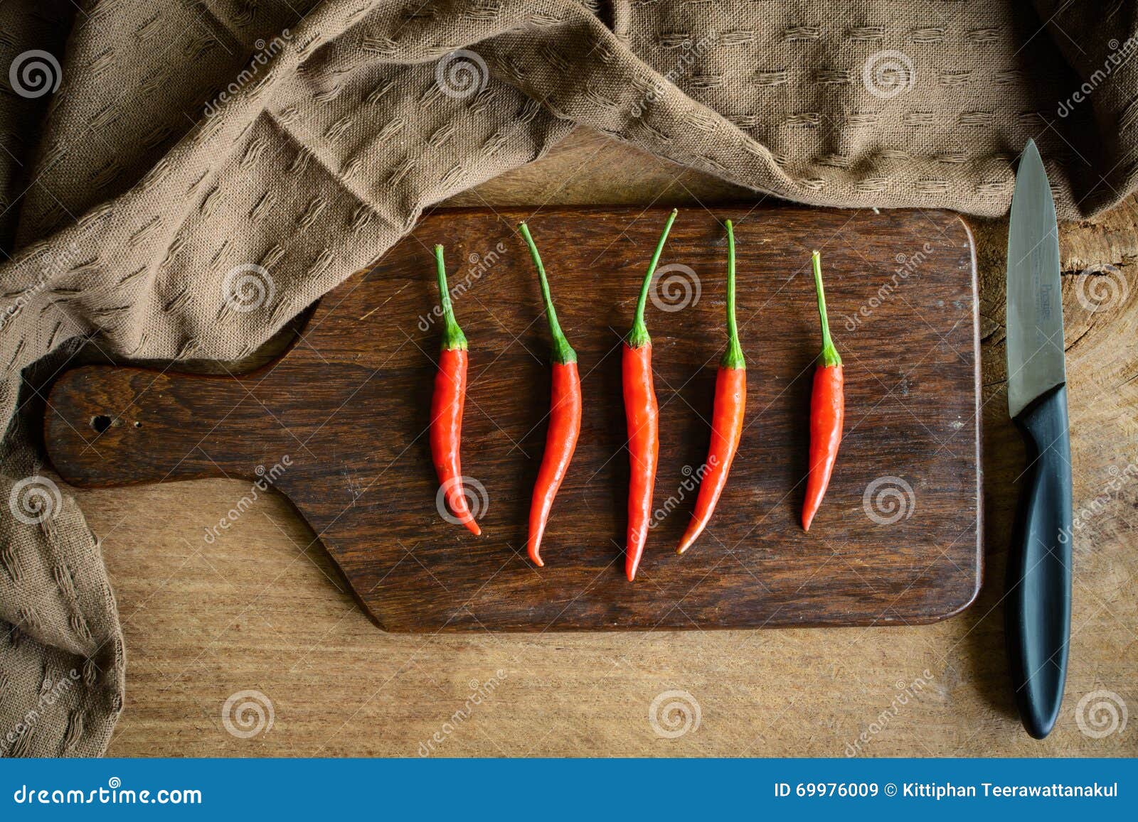 Red Chilli Pepper on Wooden Table Stock Image - Image of healthy, group ...