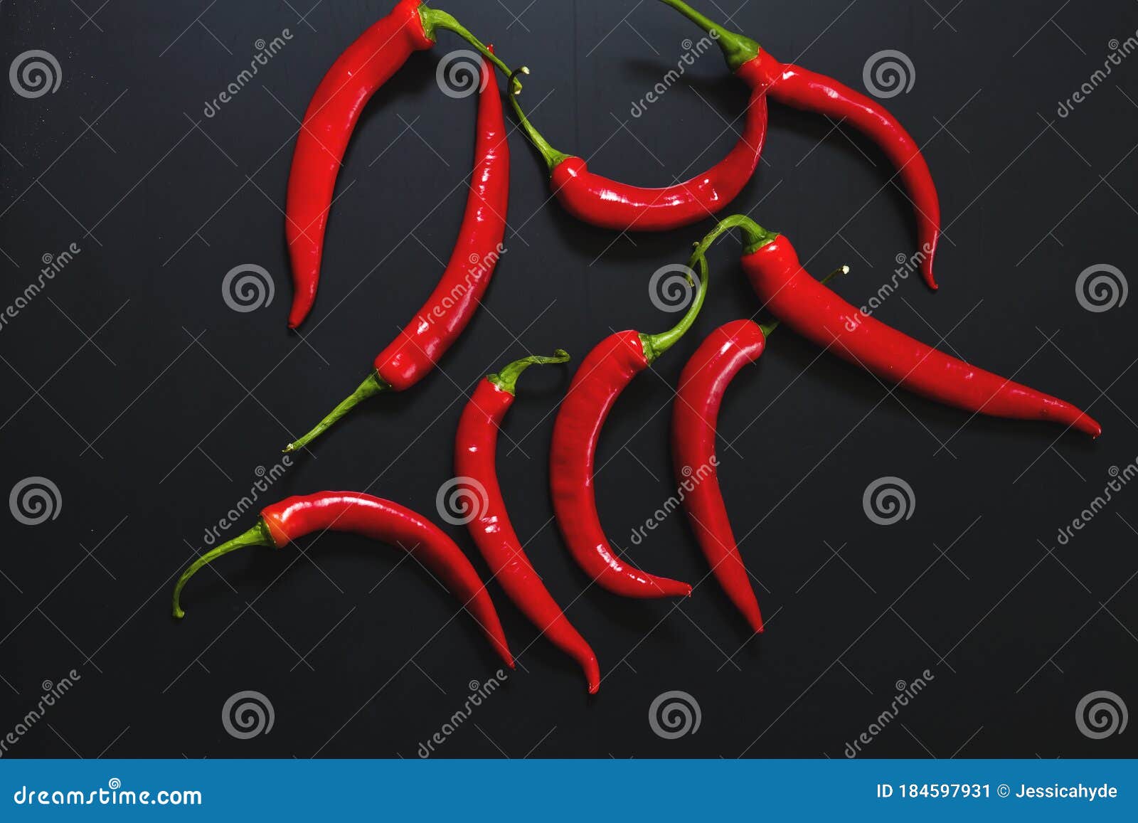 Red Chilli Peppers on Black Background Stock Image - Image of healthy ...