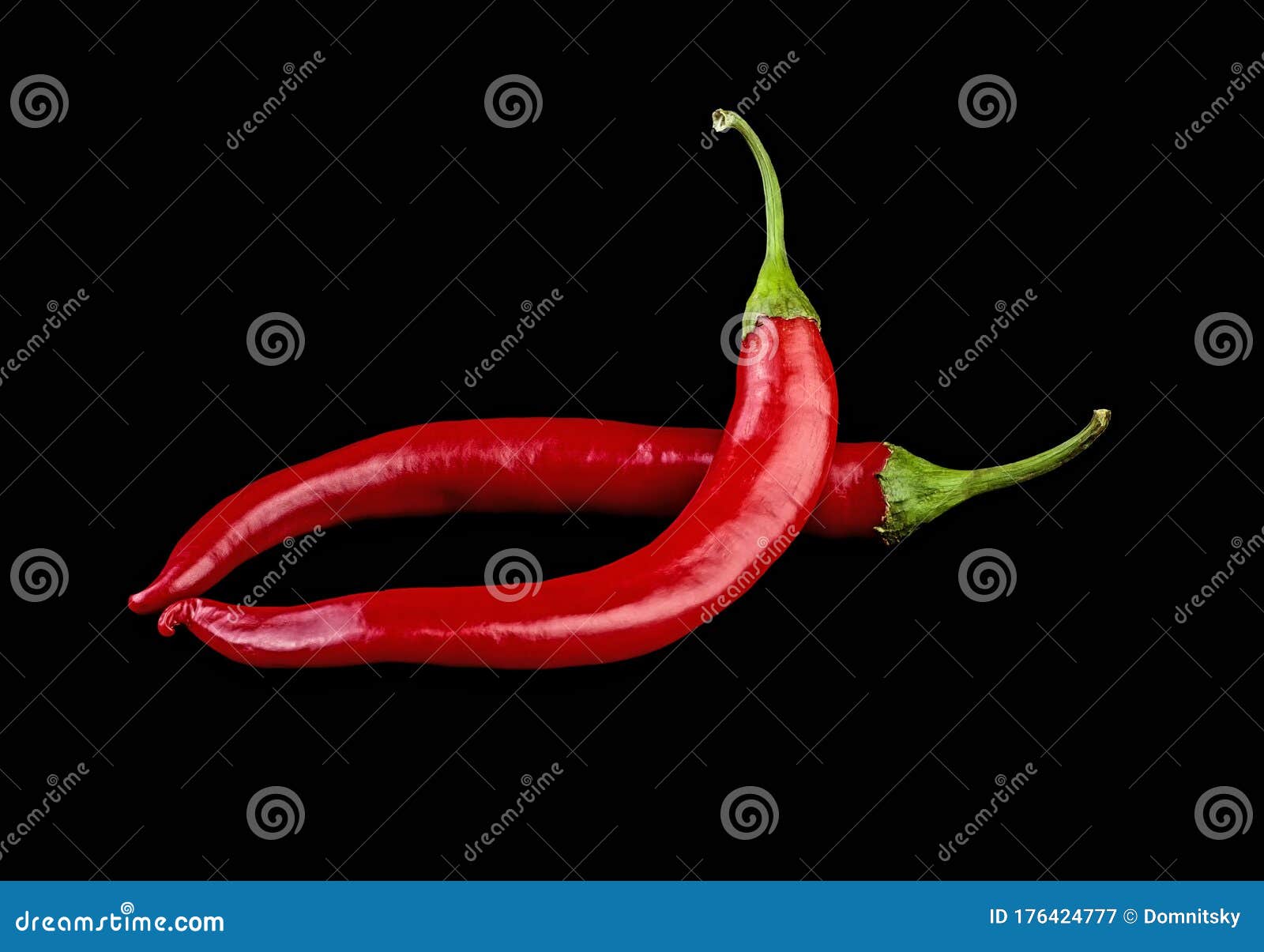 Red Chilli Peppers on Black Background Stock Image - Image of fresh ...