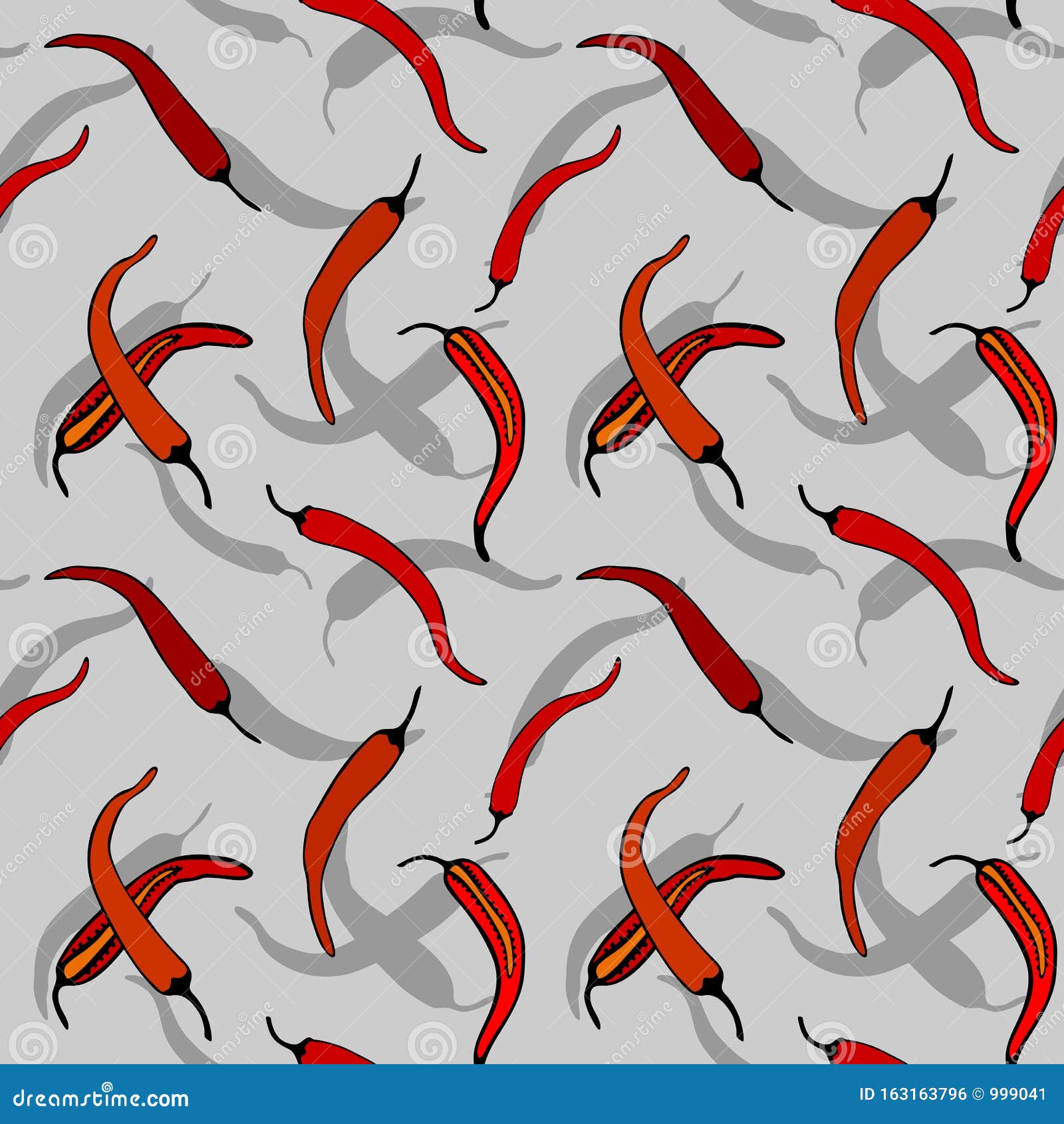 Red Chilli Peppers Seamless Pattern. Eps10 Vector Illustration. Stock ...