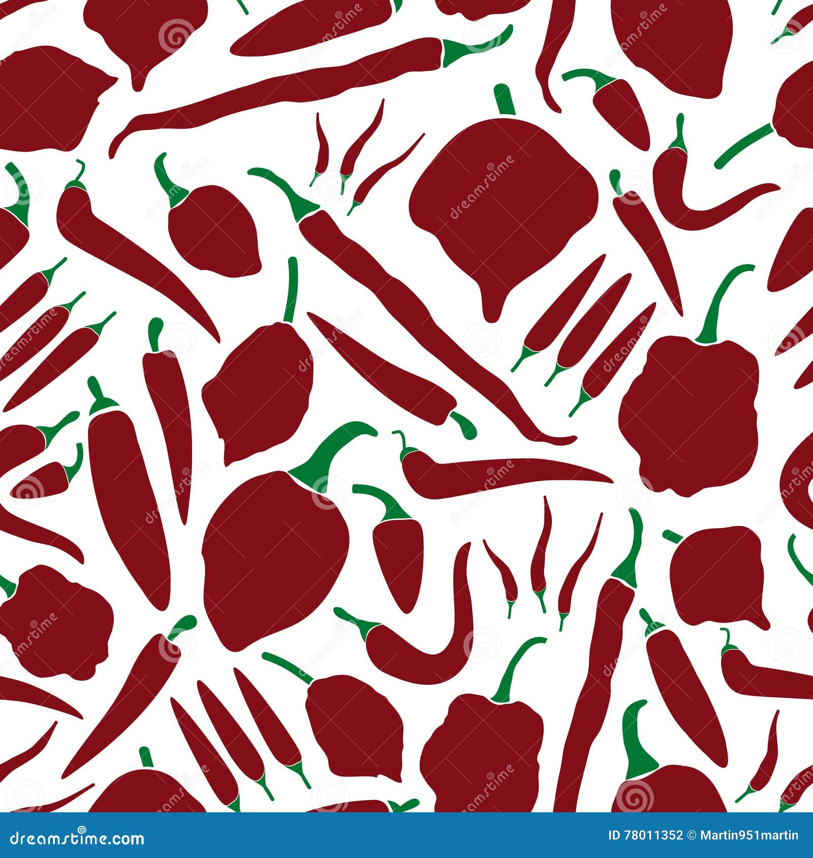 Red Chilli Peppers Types of Hot Chillies Simple Seamless Pattern Eps10 ...