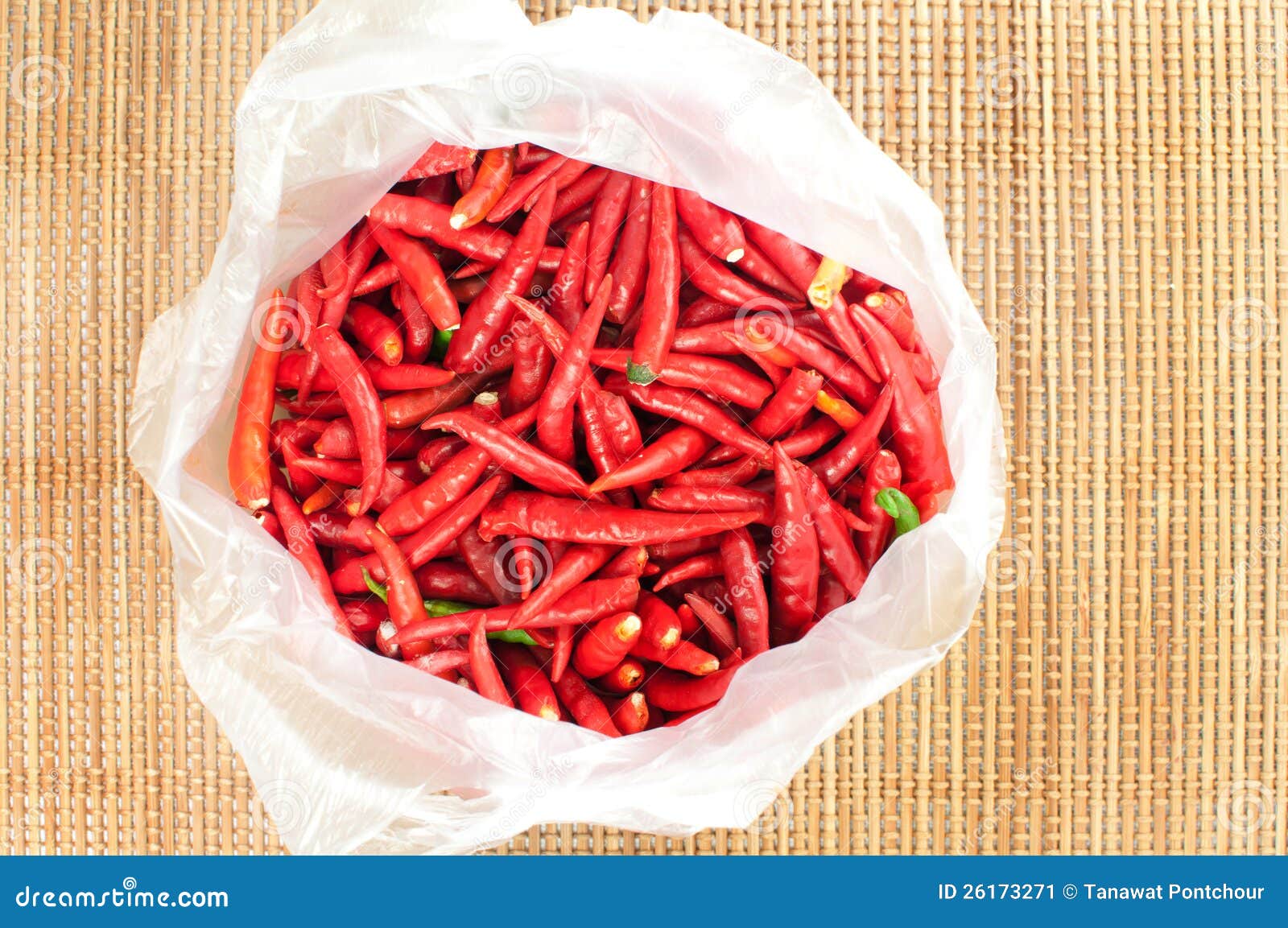 Red chilli in plastic bag stock image. Image of color - 26173271