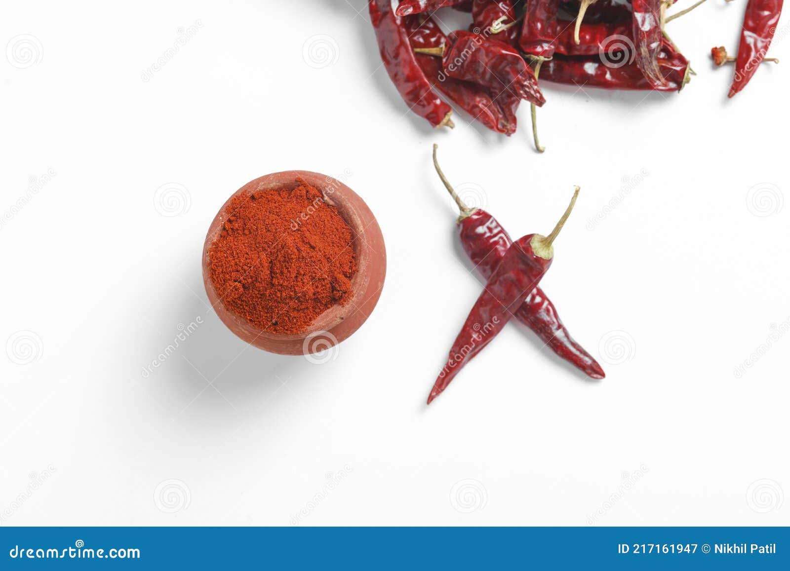 Red Chilli Powder with Dried Red Chillies. in Earthen Bowl Stock Image ...