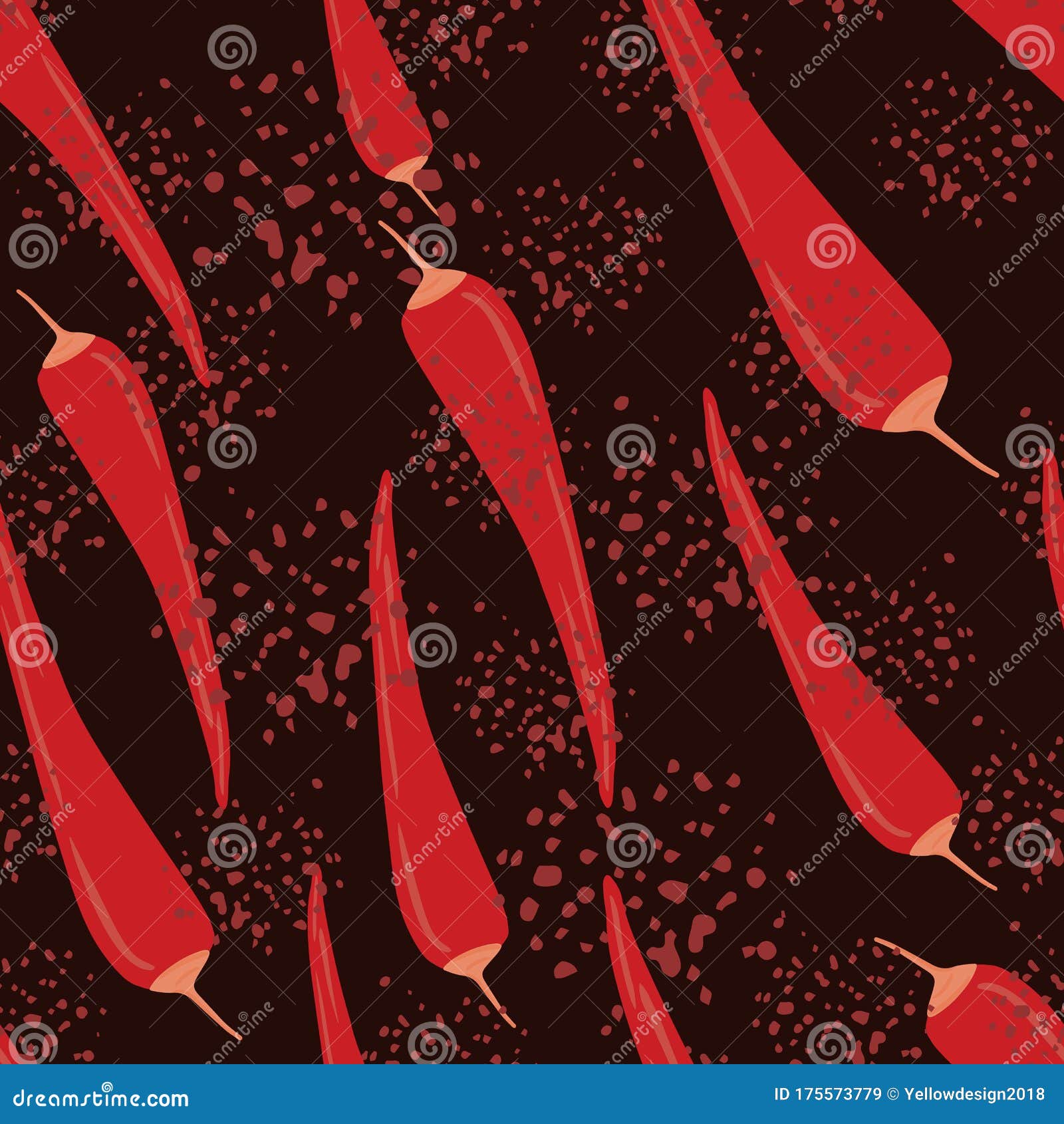 Chilli Seamless Pattern. Hot Pepper. Spicy Taste. Red Vegetable ...