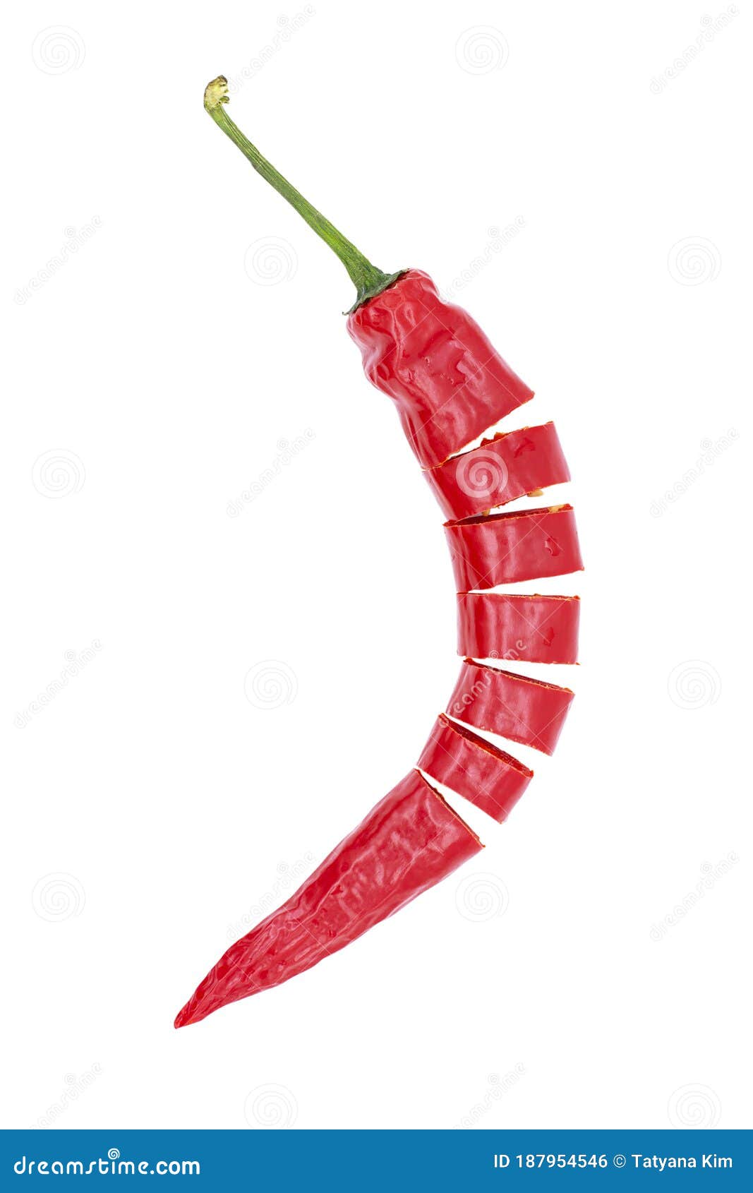 Red Chilli, Sliced. Isolated on White Stock Photo - Image of freshness ...
