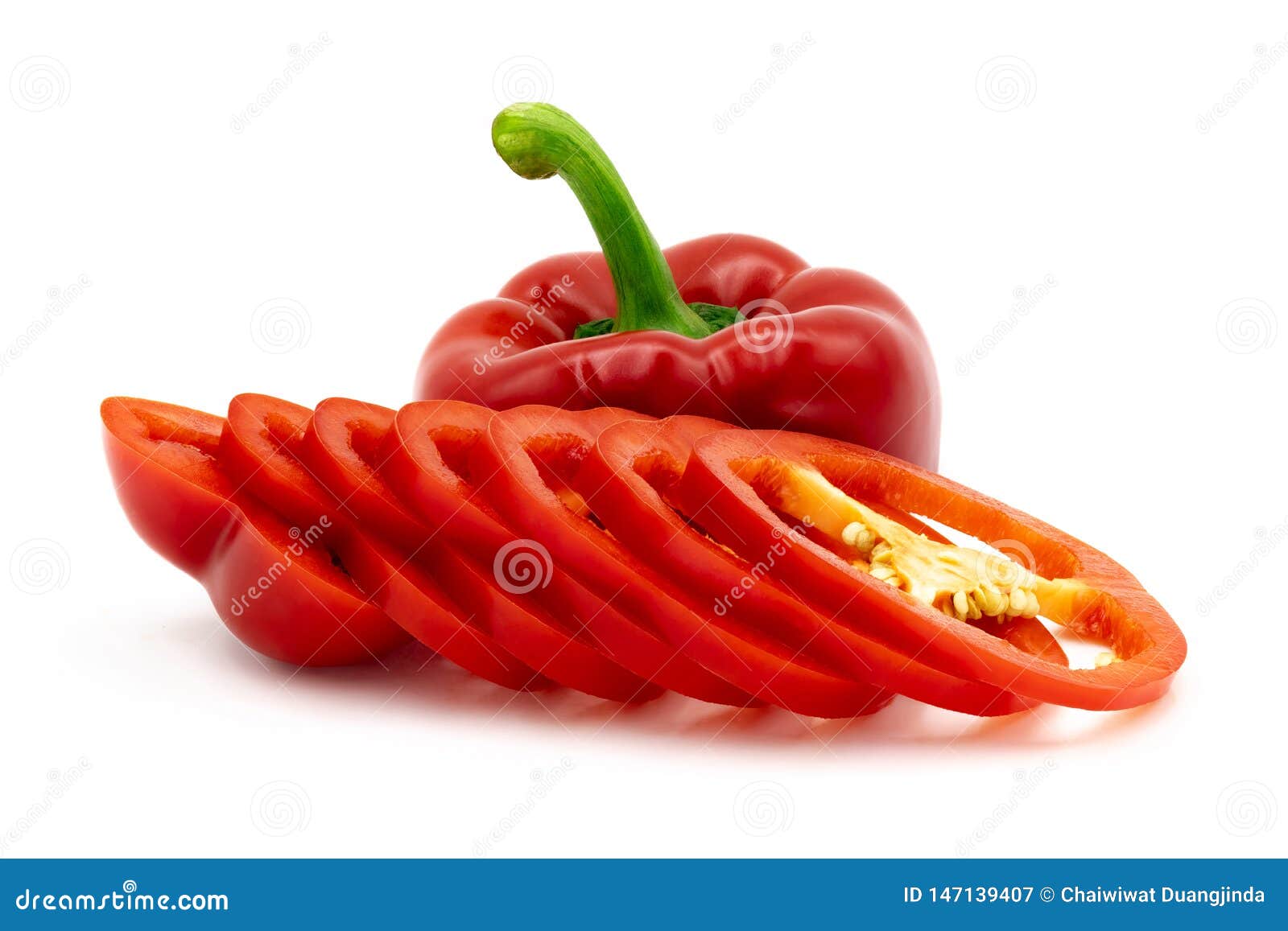 Red Chilli Slices Separated on a White Background Stock Image - Image ...