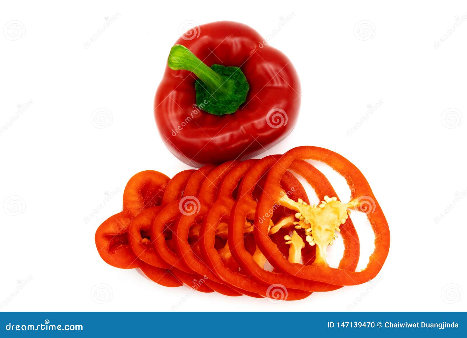 Red Chilli Slices Separated on a White Background Stock Photo - Image ...