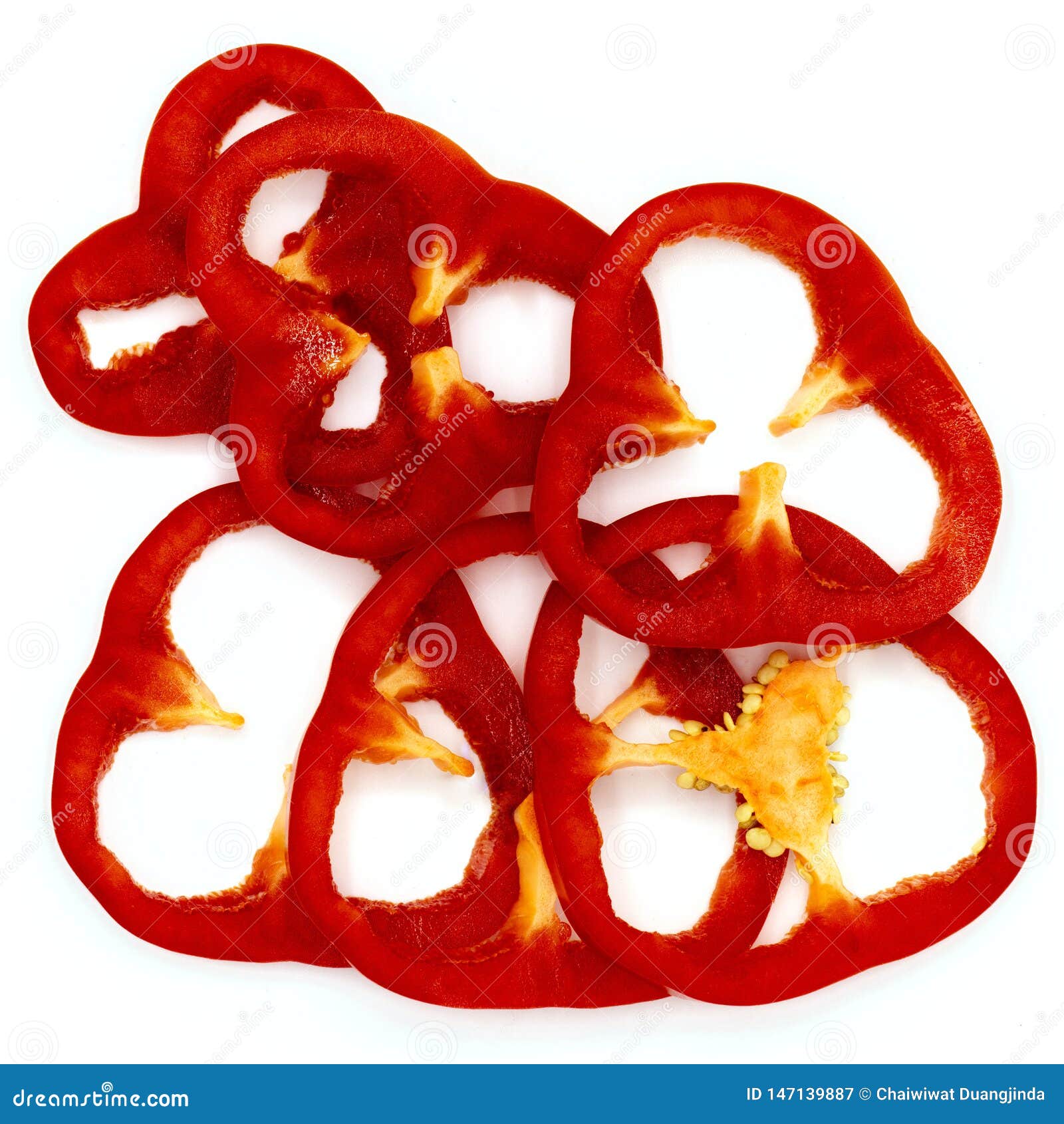 Red Chilli Slices Separated on a White Background Stock Image - Image ...