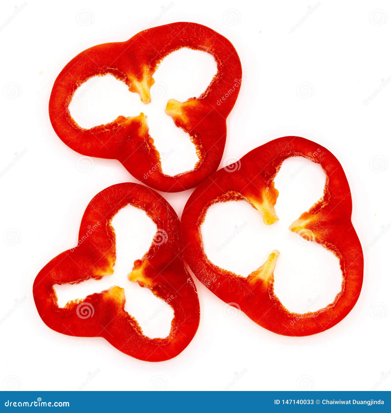 Red Chilli Slices Separated on a White Background Stock Image - Image ...