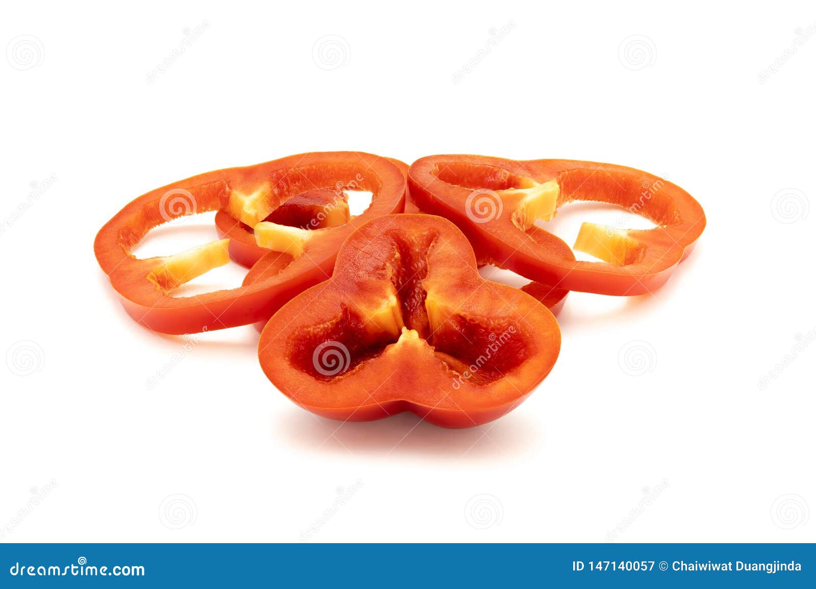 Red Chilli Slices Separated on a White Background Stock Image - Image ...