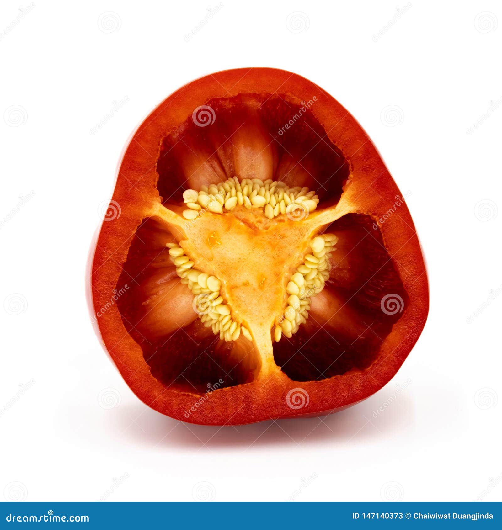 Red Chilli Slices Separated on a White Background Stock Image - Image ...